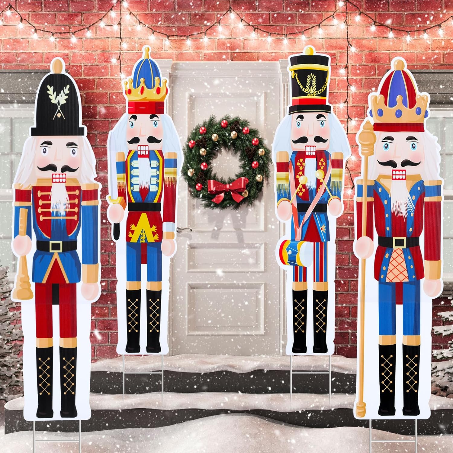 Amazon.com : MTCode 4 Pcs Christmas Nutcracker Yard Sign with Stakes ...