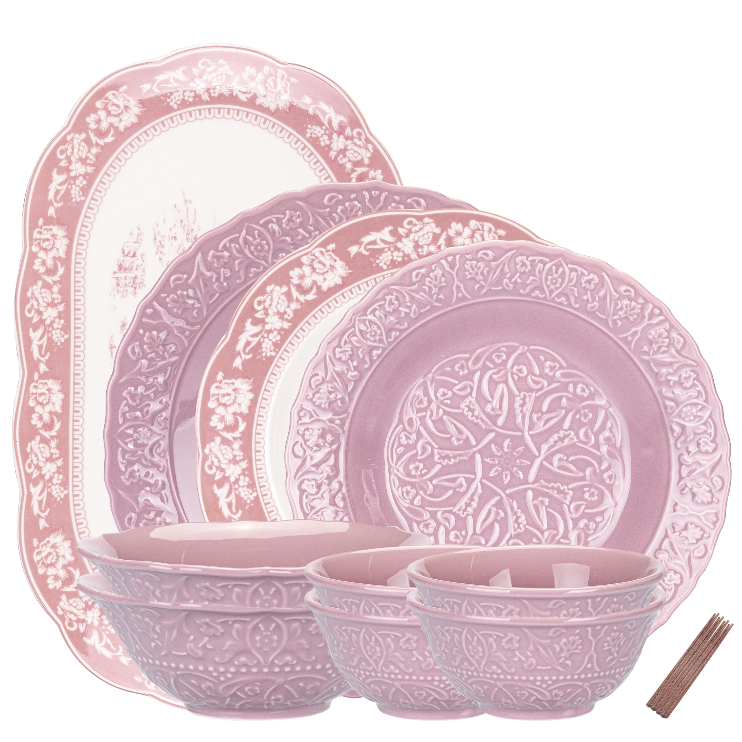 Amazon.com | MDZF SWEET HOME 14 Pieces Dinnerware Set, Vintage Mary ...