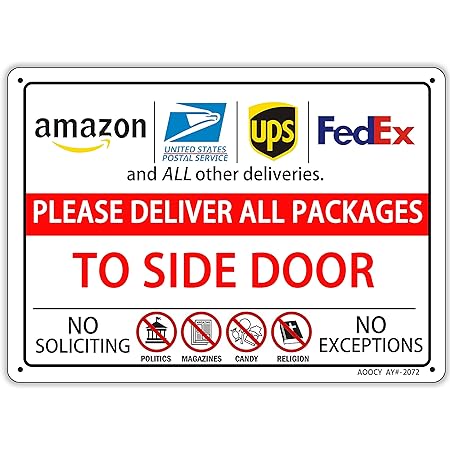 Amazon.com: Please Deliver All Packages to Side Door Left Arrow ...