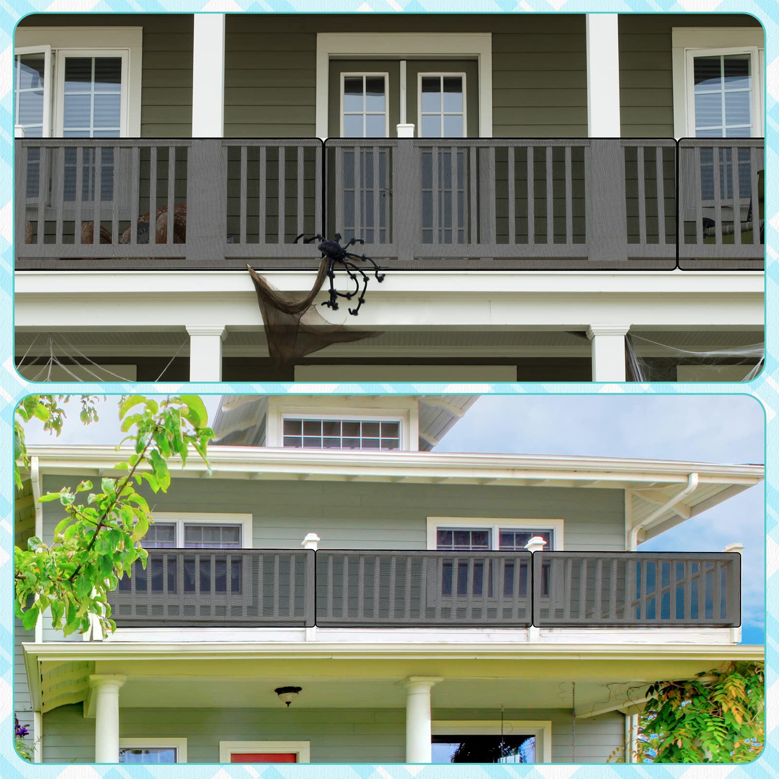 2 Sets Baby Banister Guard, Child Rail Balcony Banister Net Kids Safety ...