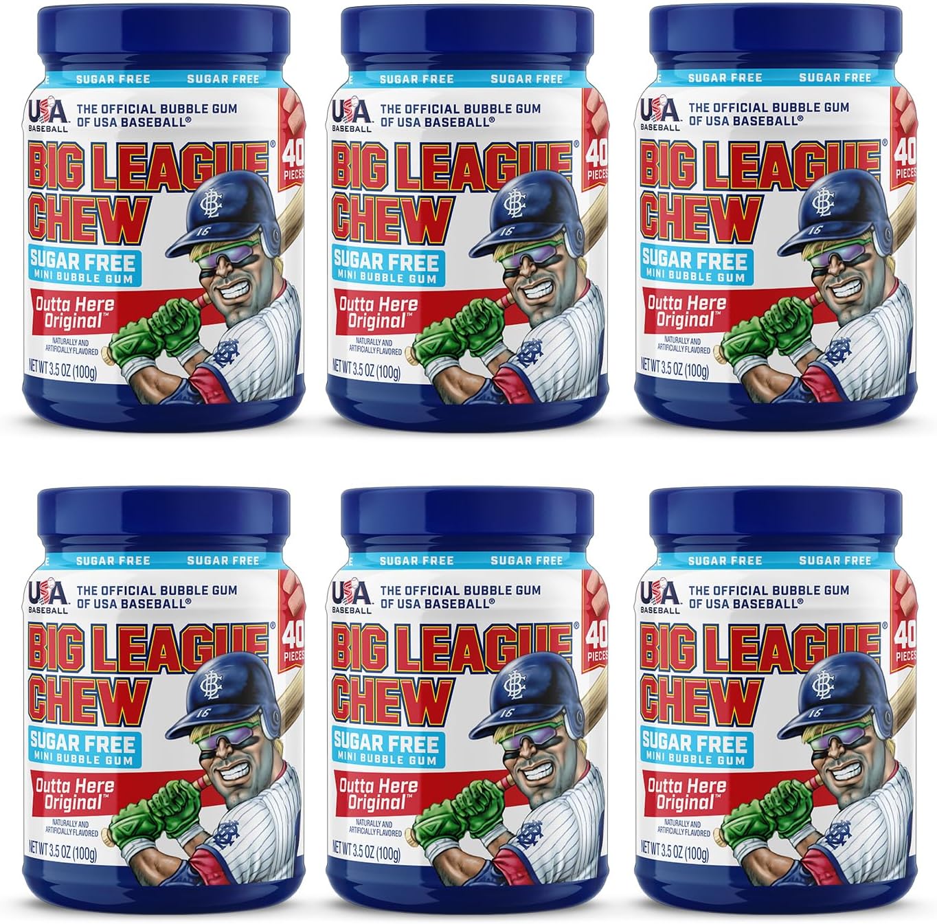 Amazon.com : New Big League Chew Sugar Free Mini Bubble Gum - Original ...