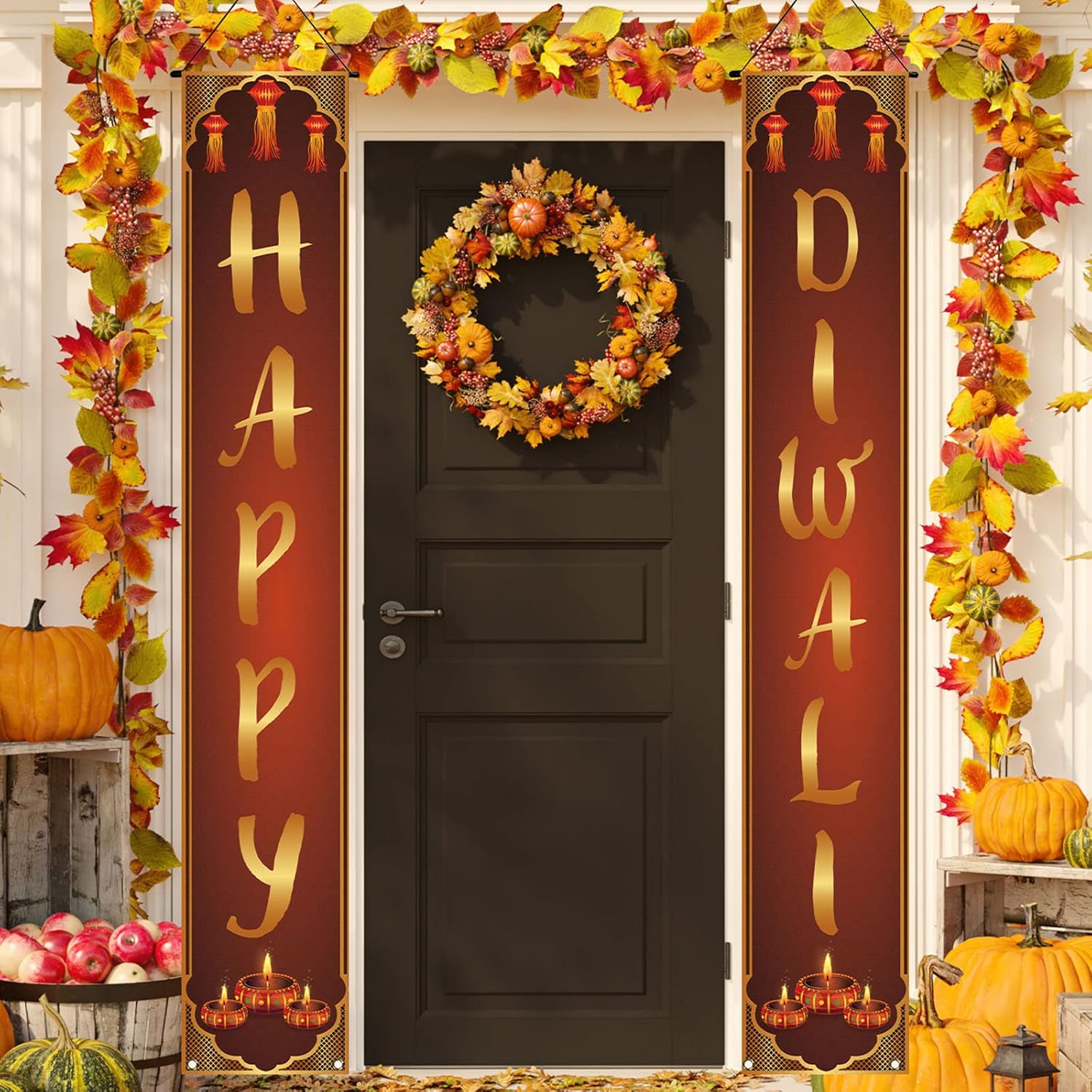 Amazon.com: Diwali Decorations Happy Diwali Porch Banner Indian Diwali ...