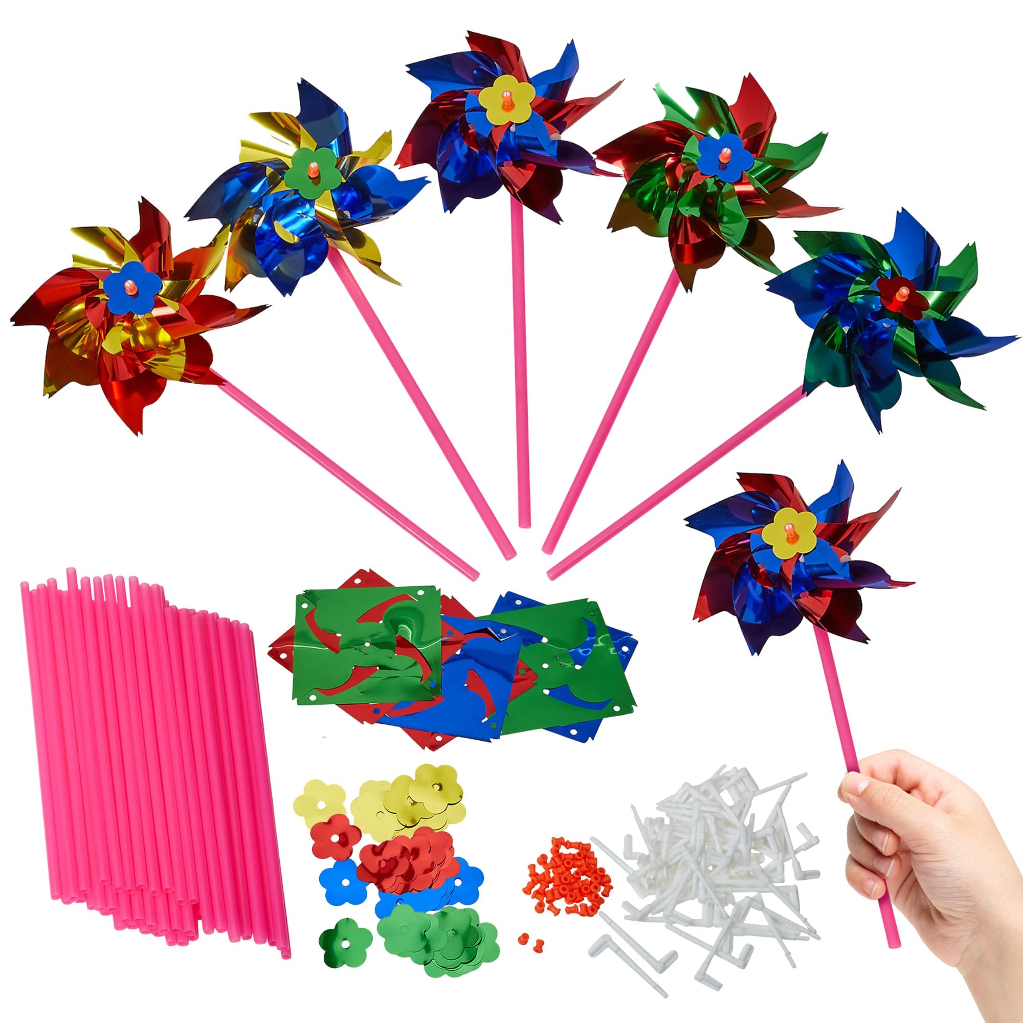Amazon.com: Playbees Plastic Rainbow Windmill 48 DIY Pinwheel for Kids ...