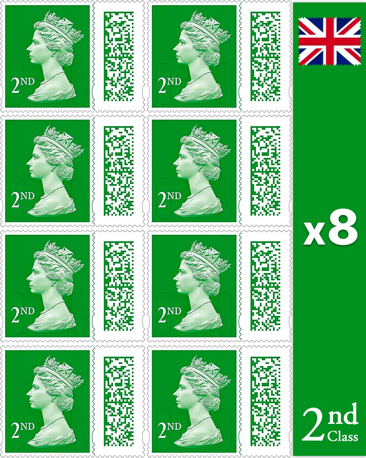 2nd Class Stamps (8 Pack) - 2nd Class Stamps - Barcoded Self Adhesive ...