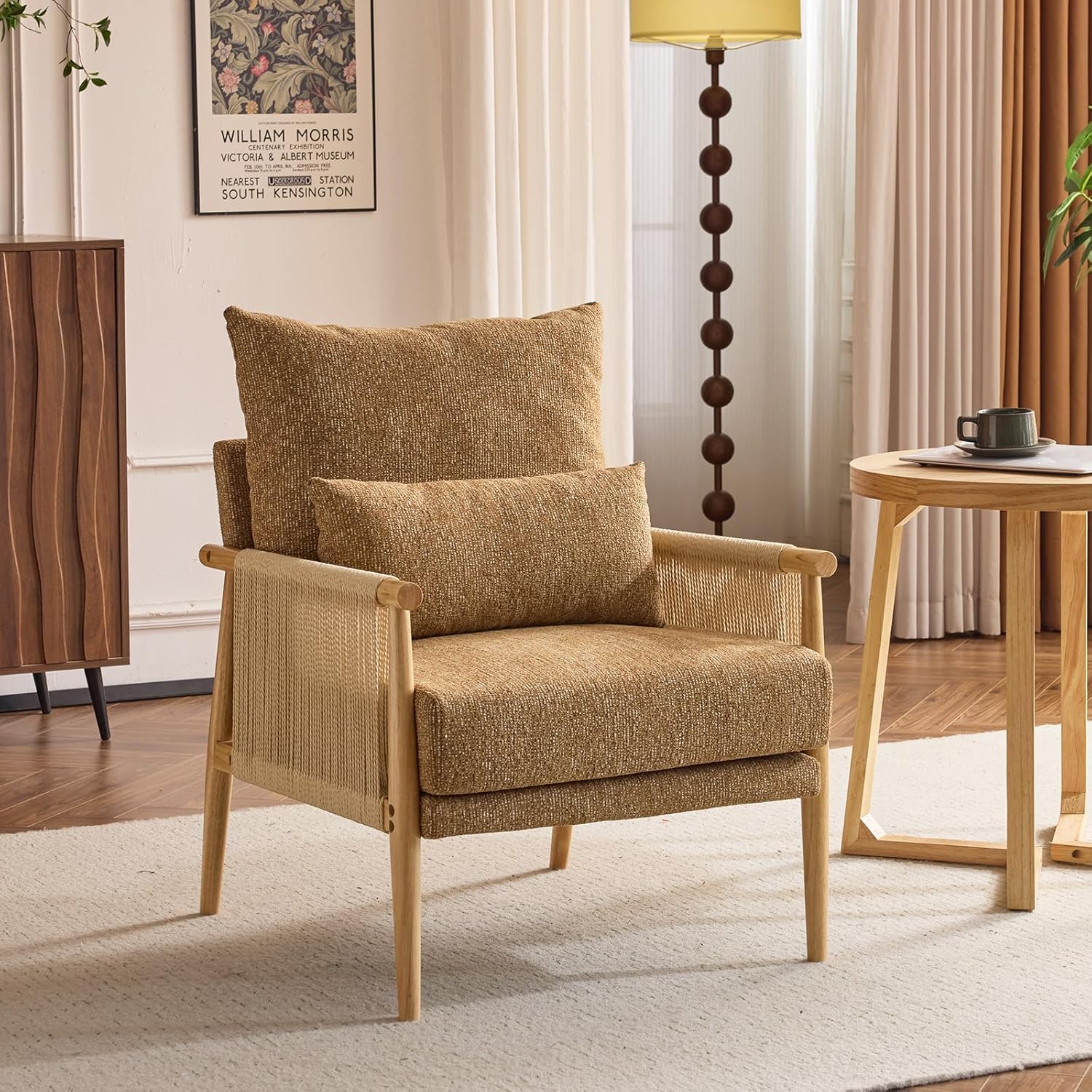 Amazon.com: VINGLI Boho Braid Accent Armchair,Mid-Century Modern Chiar ...