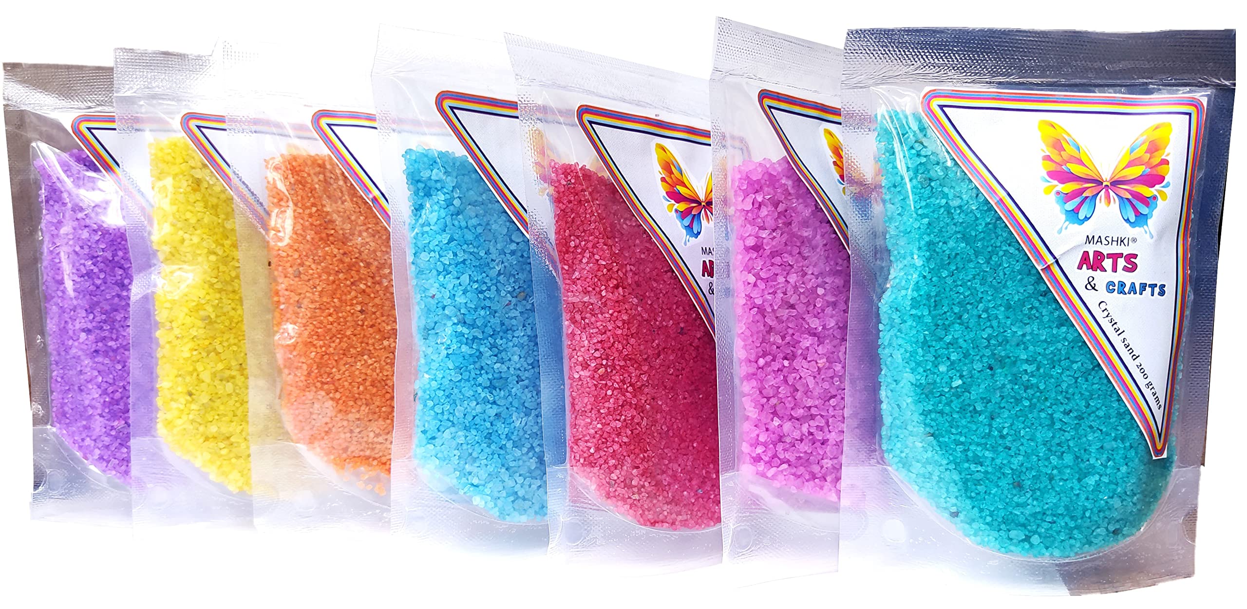 MASHKI Sand for Art and Craft Play Sand Assorted Colorful Crystal Shiny ...
