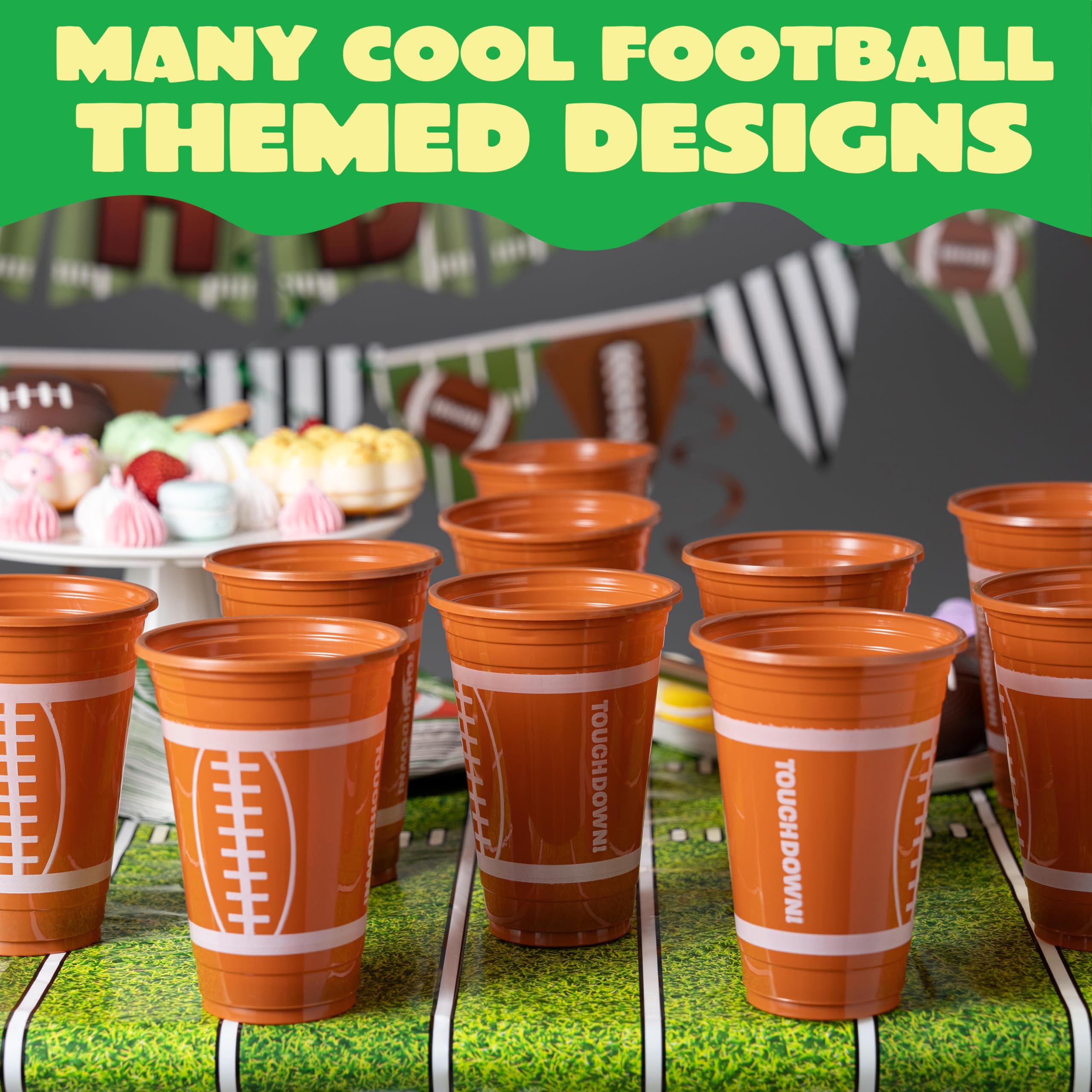 Snapklik.com : 120 PCS Party Cups, 16oz Football Disposable Plastic ...