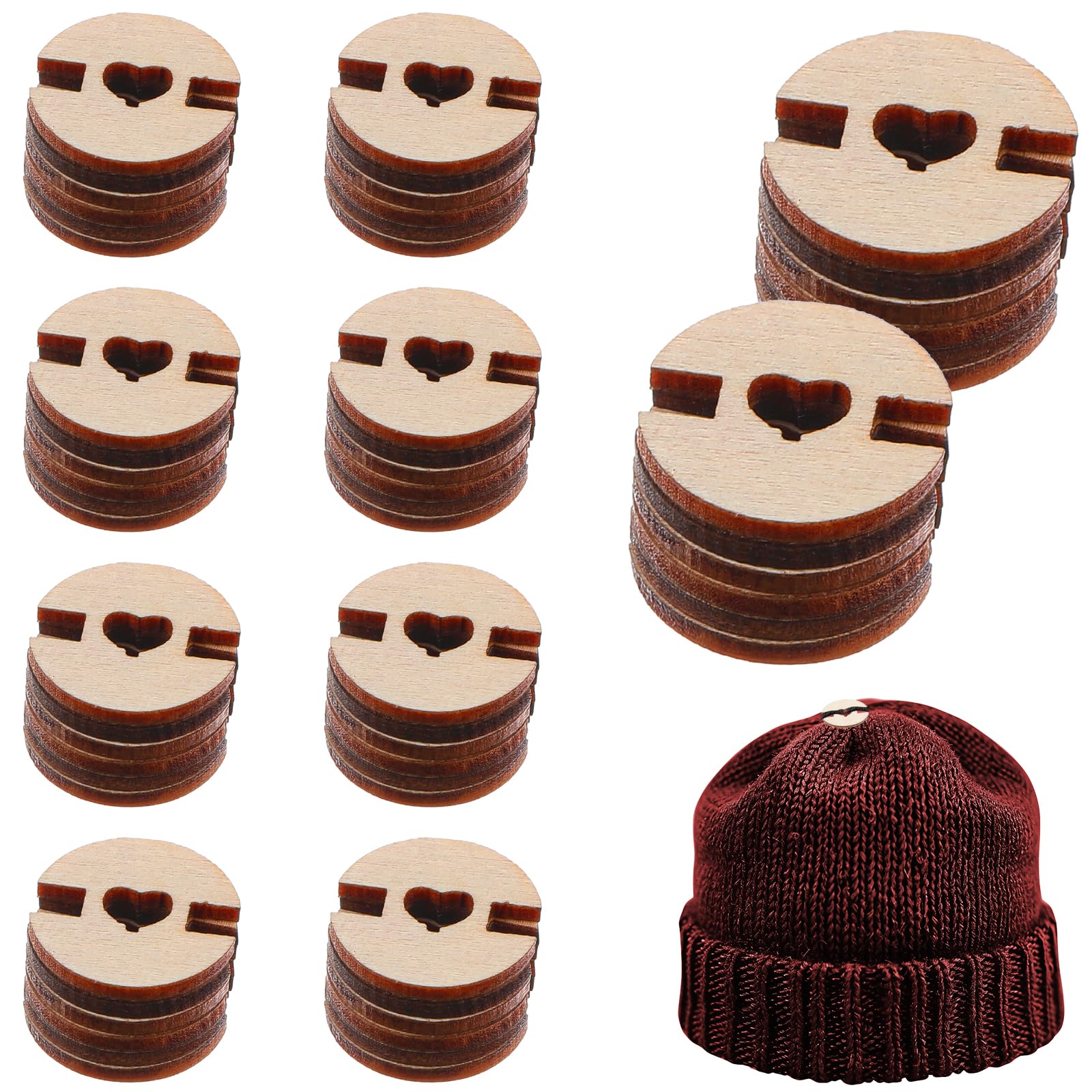 Rustic Craft Buttons 60 Pack 60 Pcs Pom Pom Buttons For Hats - Wooden ...
