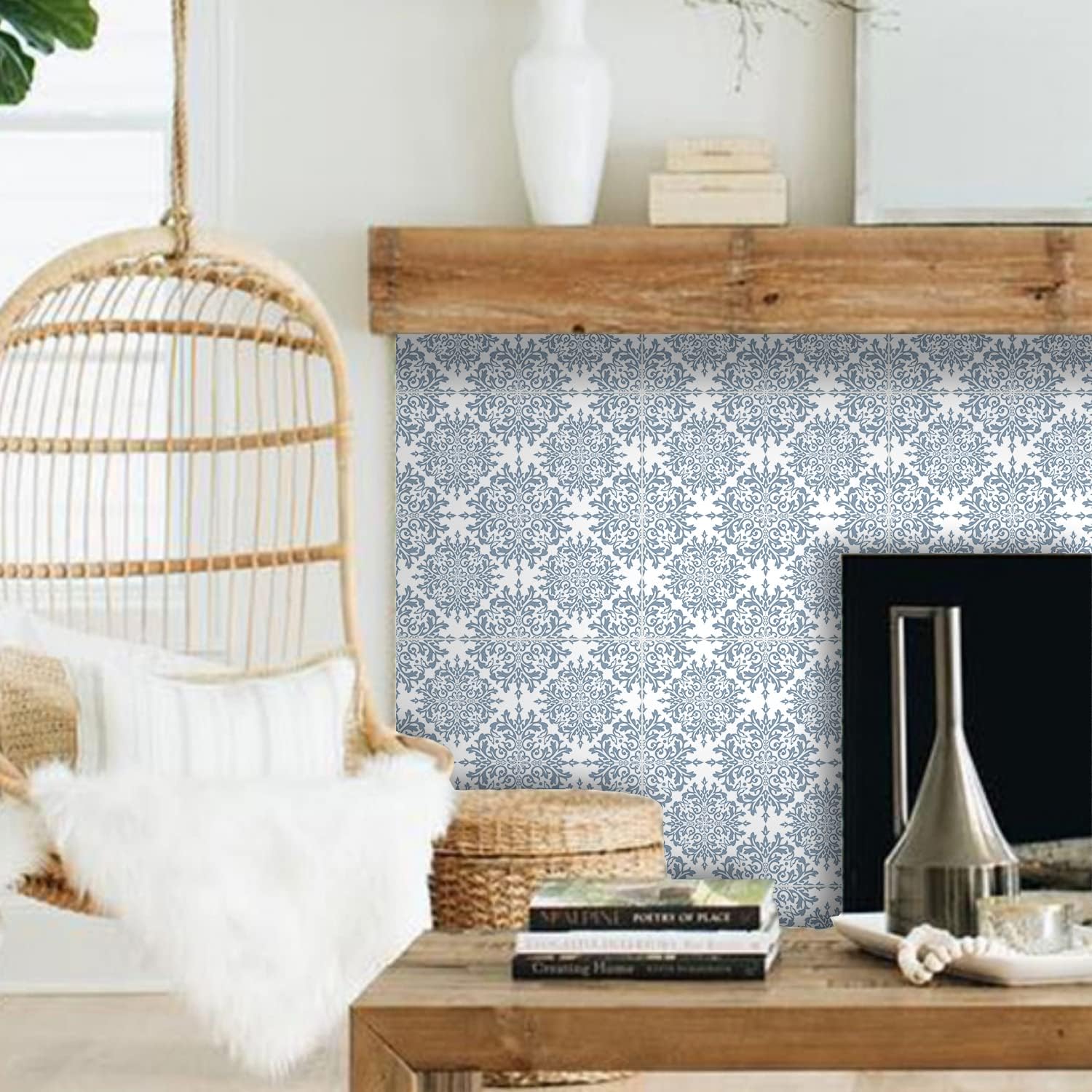 Alwayspon 25Pcs Tile Sticker, Blue Self Adhesive Stick on Tiles ...