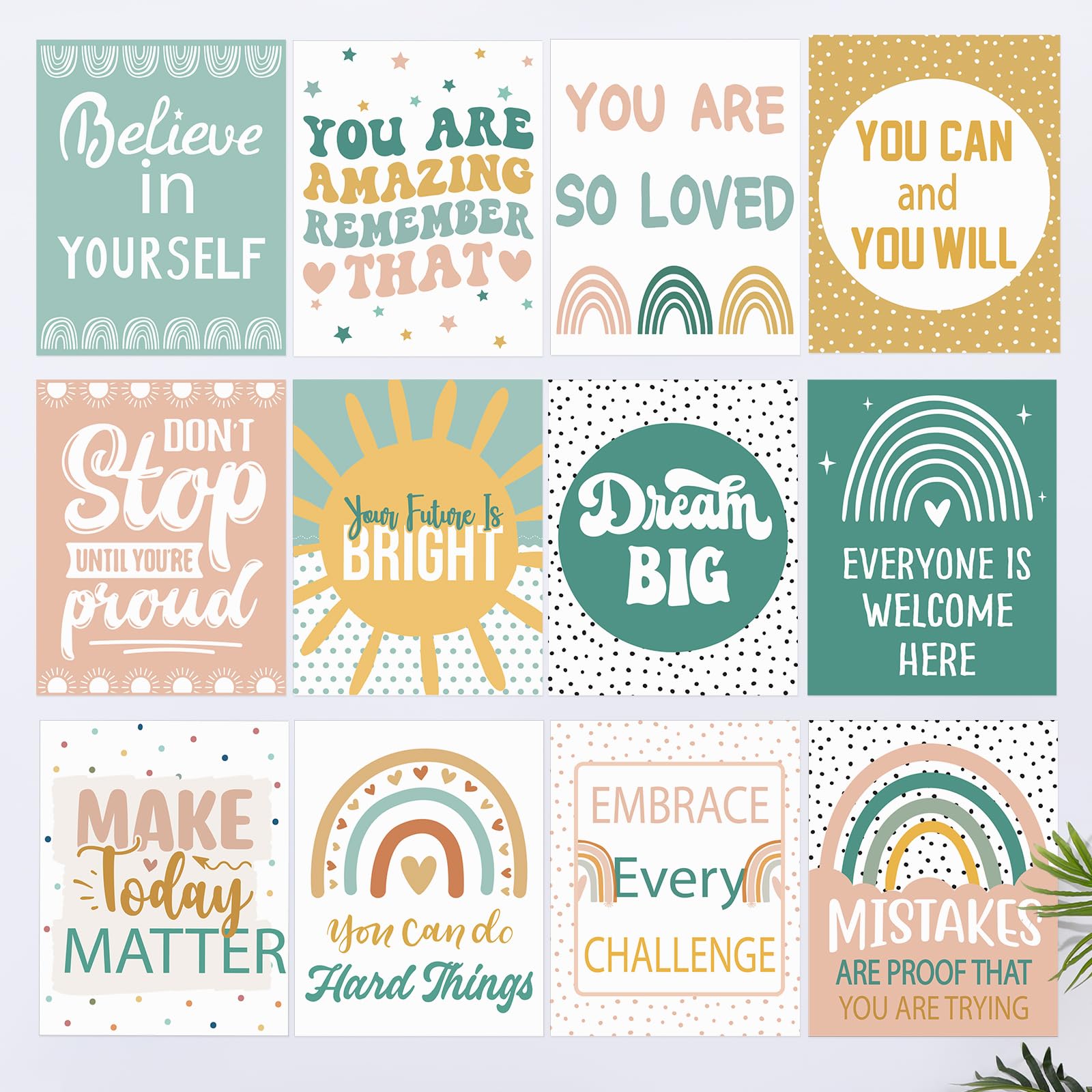 Snapklik.com : 12 Pcs Boho Classroom Posters, Mindset Posters Boho ...