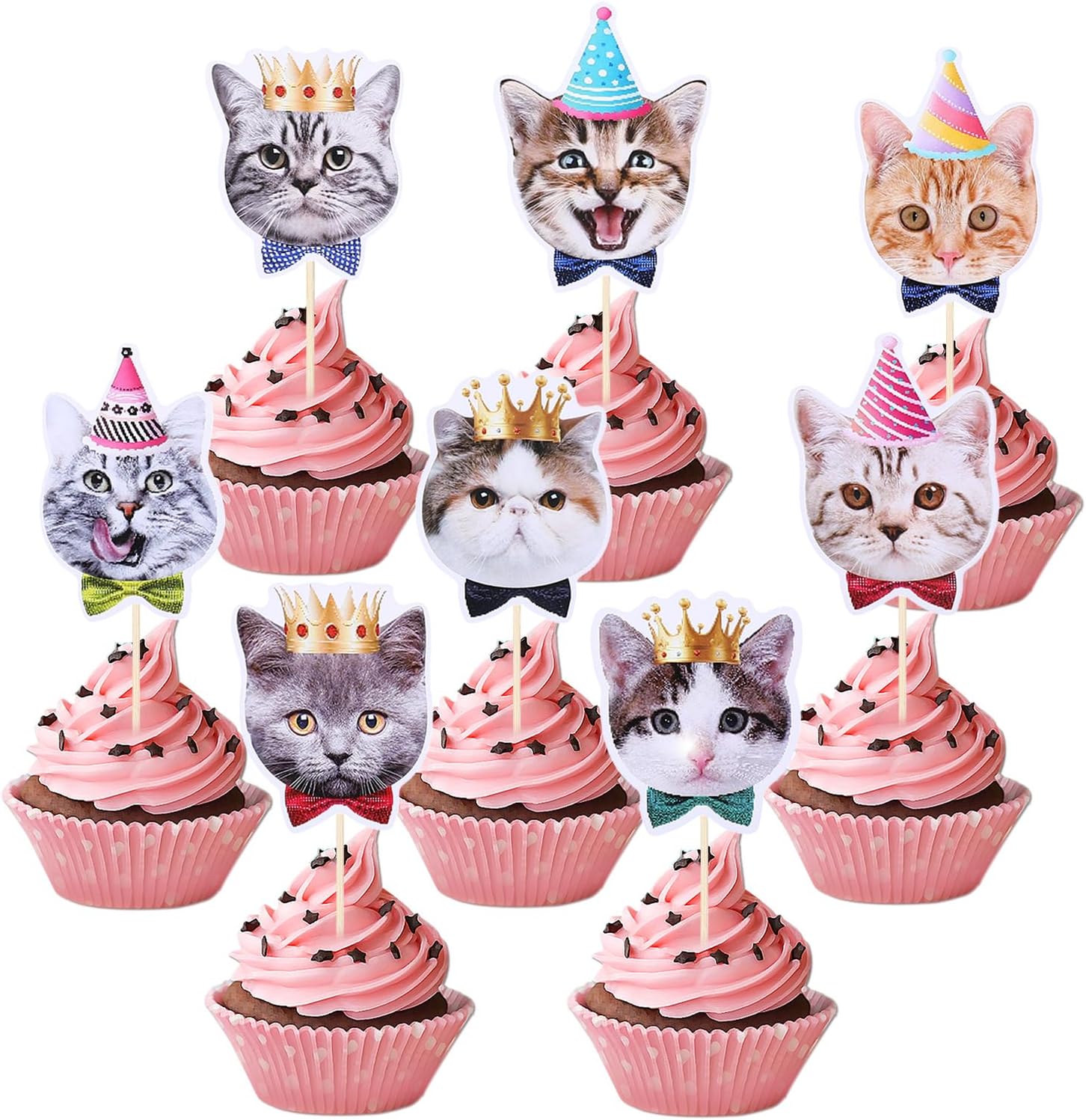 Amazon.com: ElevateTech 24Pcs Cat Cupcake Toppers, Cat Birthday Pet ...