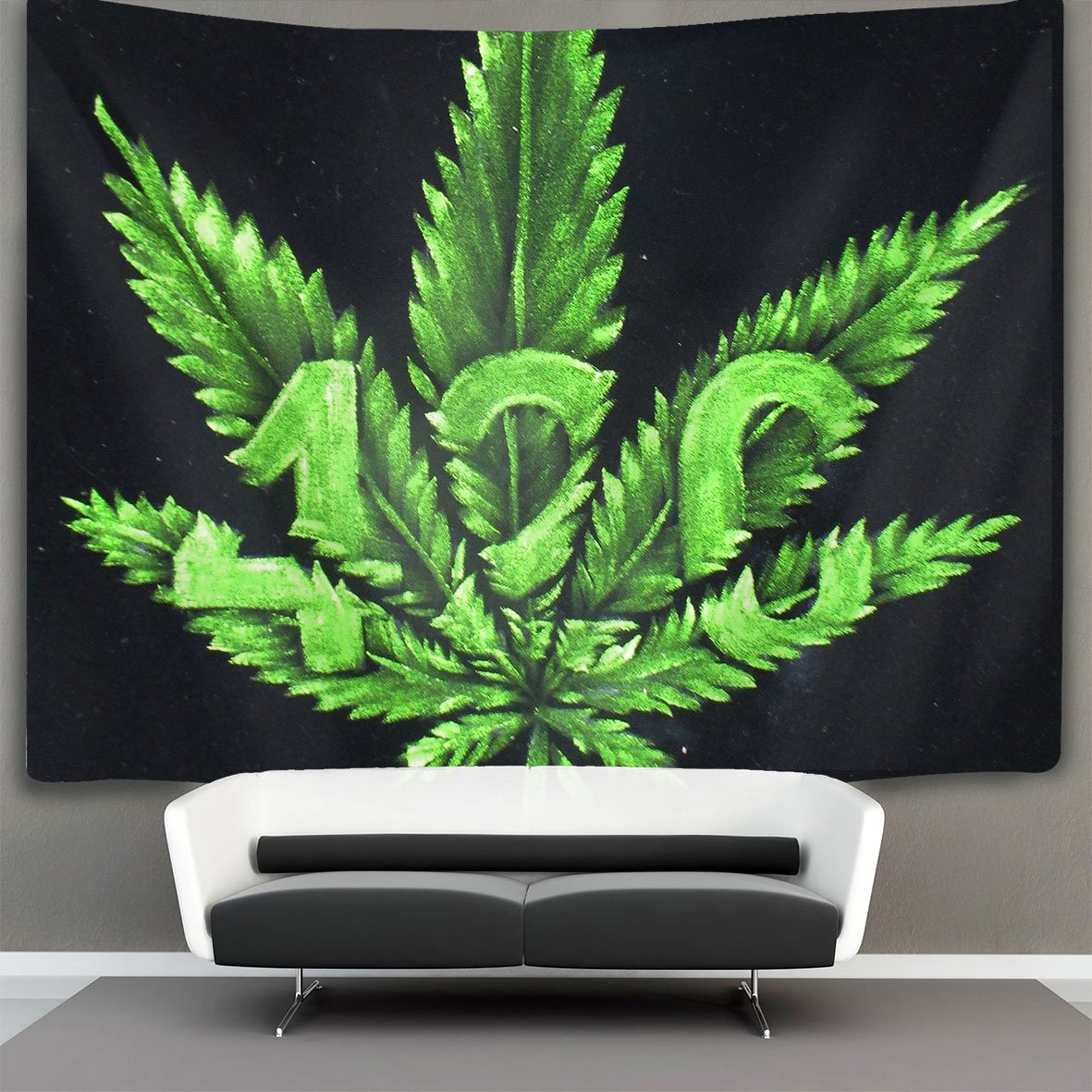 Amazon.com: NiYoung Green Leaf Weedleaf Pot Leaf Wall Tapestry Hippie ...