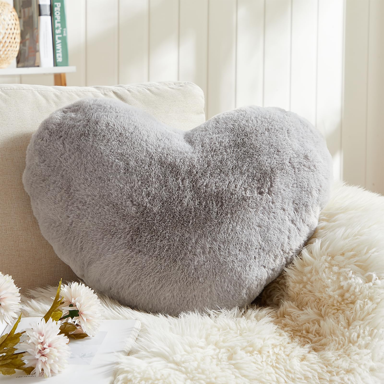 Amazon.com: EastTree Heart Pillows, Grey Heart Shaped Pillows, Love ...