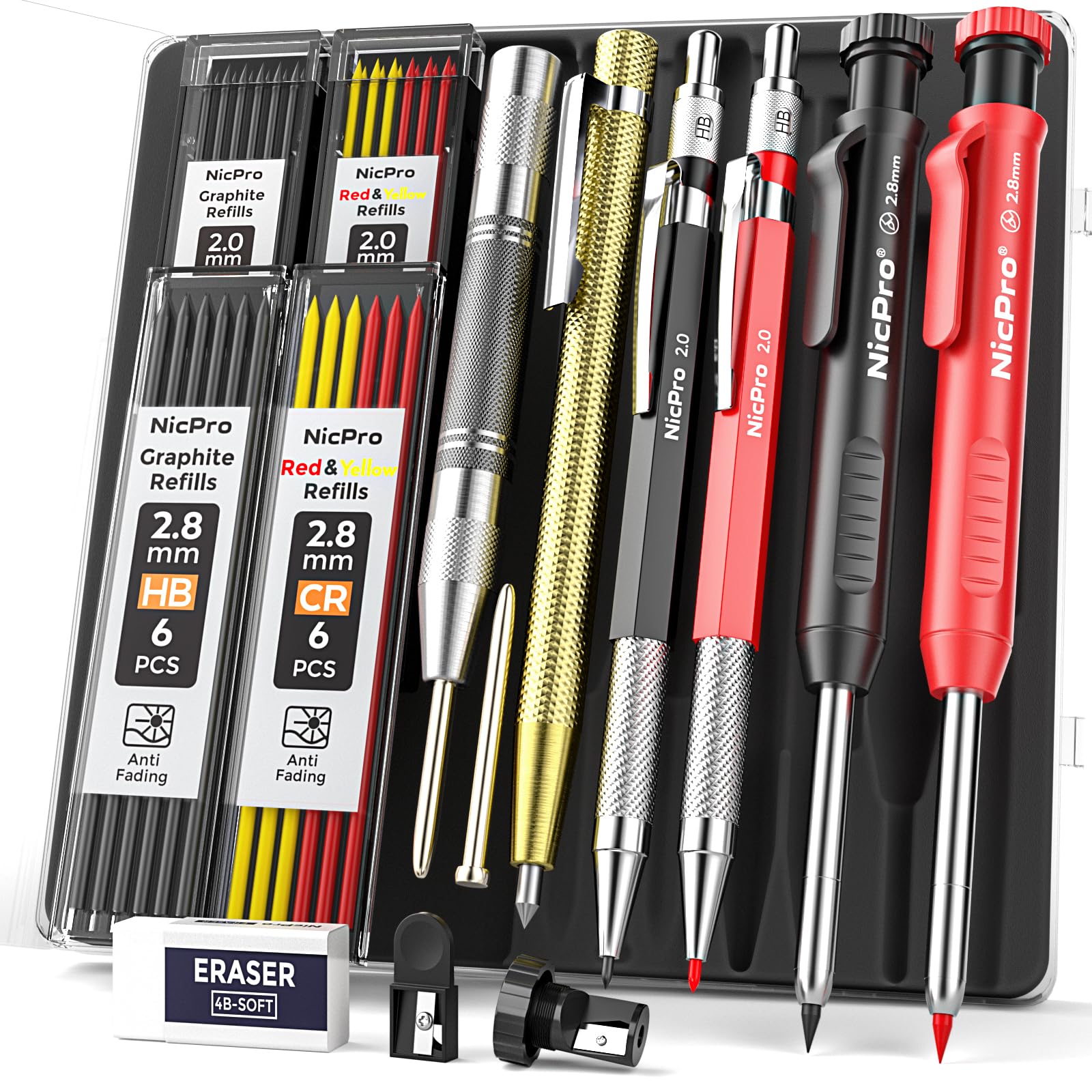 Amazon.com : Nicpro 15 Pack Carpenter Pencil Set with Sharpener ...