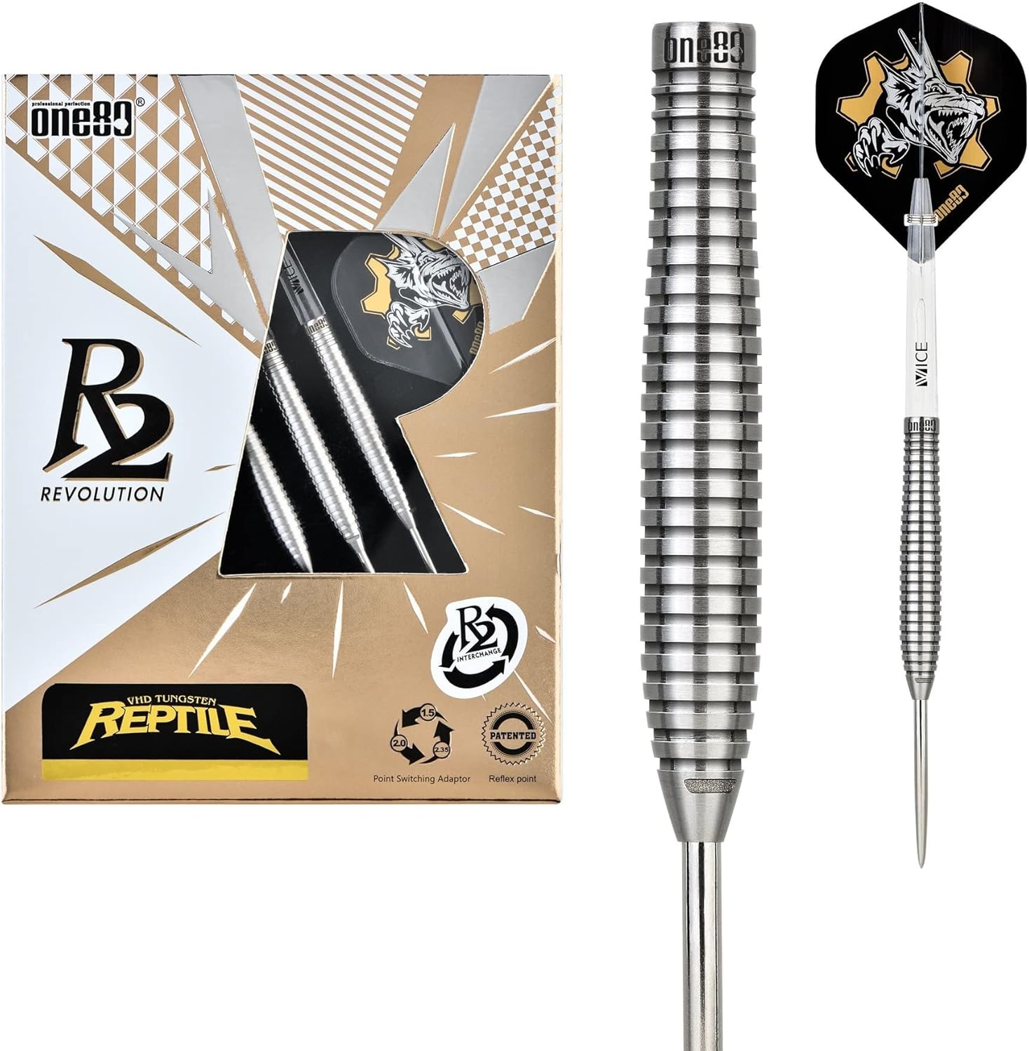 ONE80 Steel Darts R2 Revolution R2 Interchange Re-ptile 2,35 mm Point VHD Steeltip Dart ...