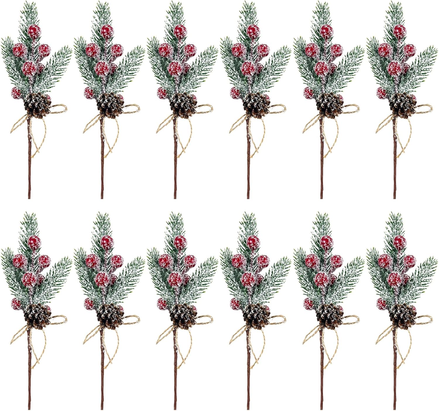 Amazon.com: Rainmae 12 Pcs Artificial Christmas Floral Picks and Sprays ...