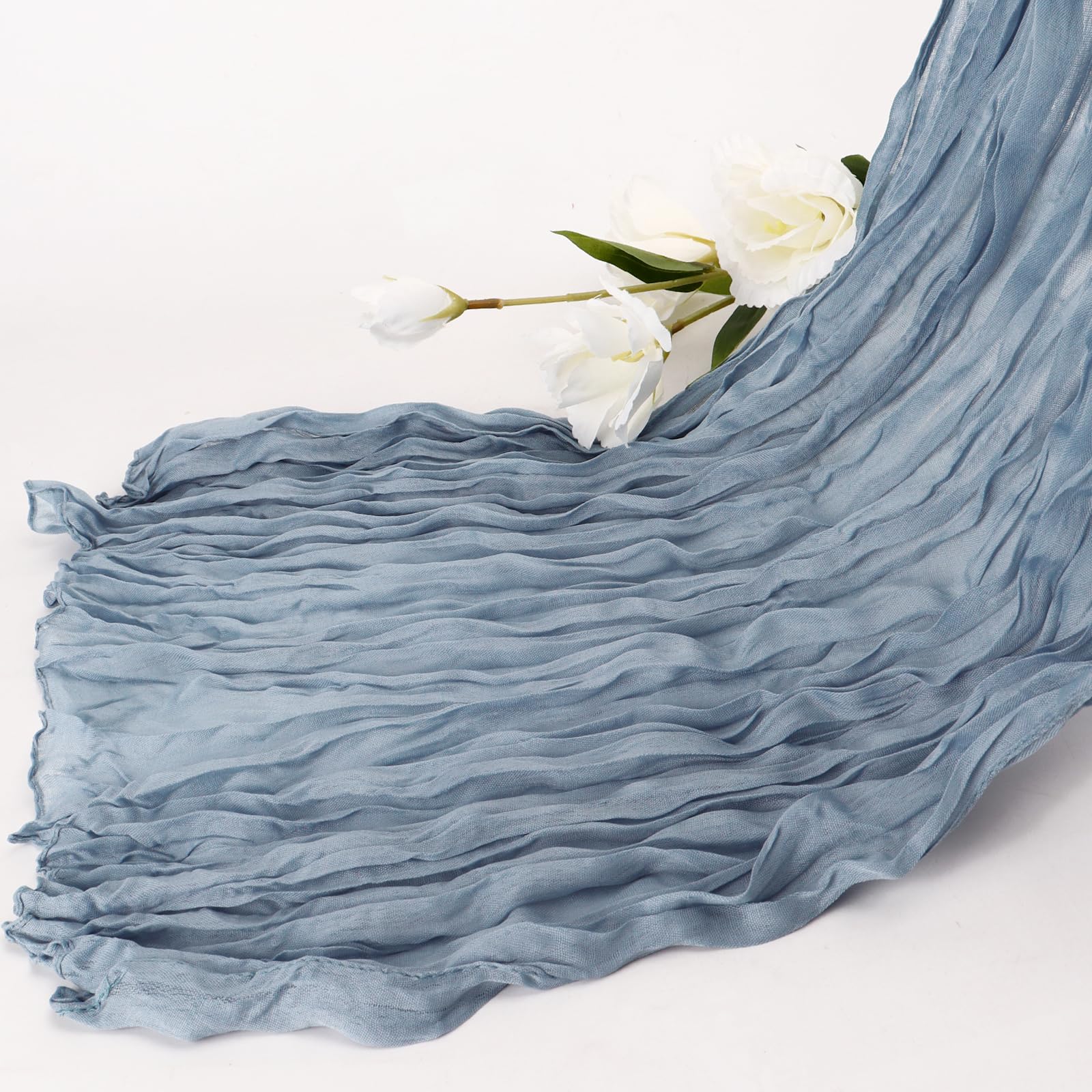 Snapklik.com : Dusty Blue Cheese Cloth Table Runners, 35x120 Inch Boho ...