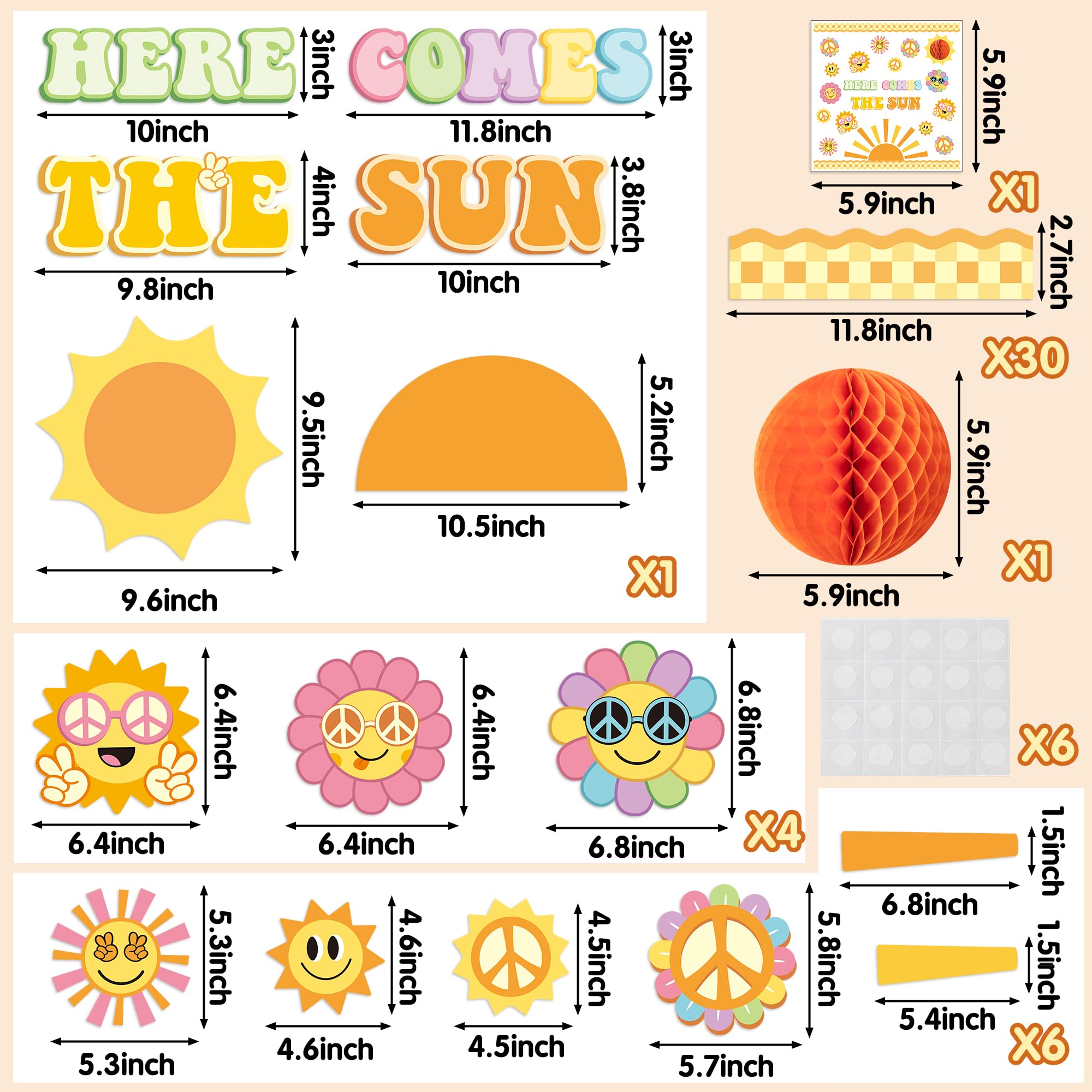 Snapklik.com : Retro Here Comes The Sun Bulletin Board Decorations ...
