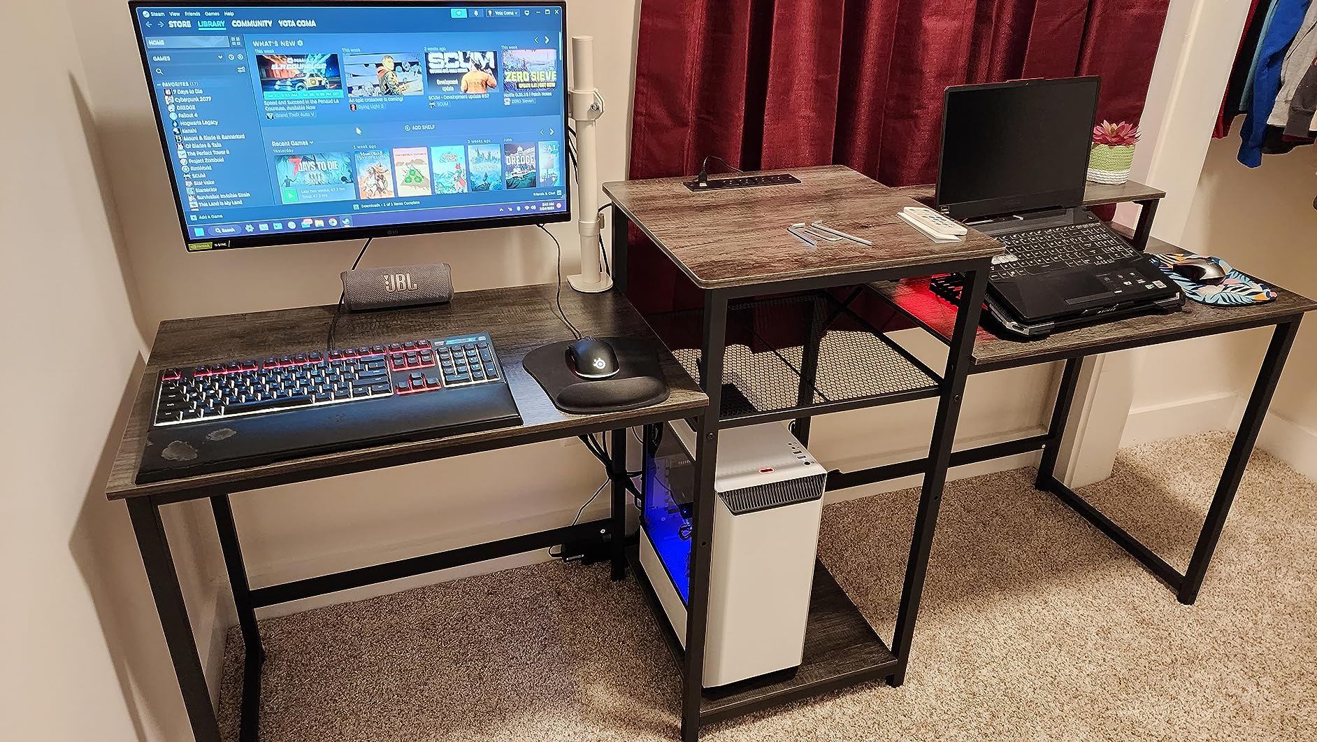 $32/mo - Finance Unikito 2 Person Computer Desk with LED Light and ...