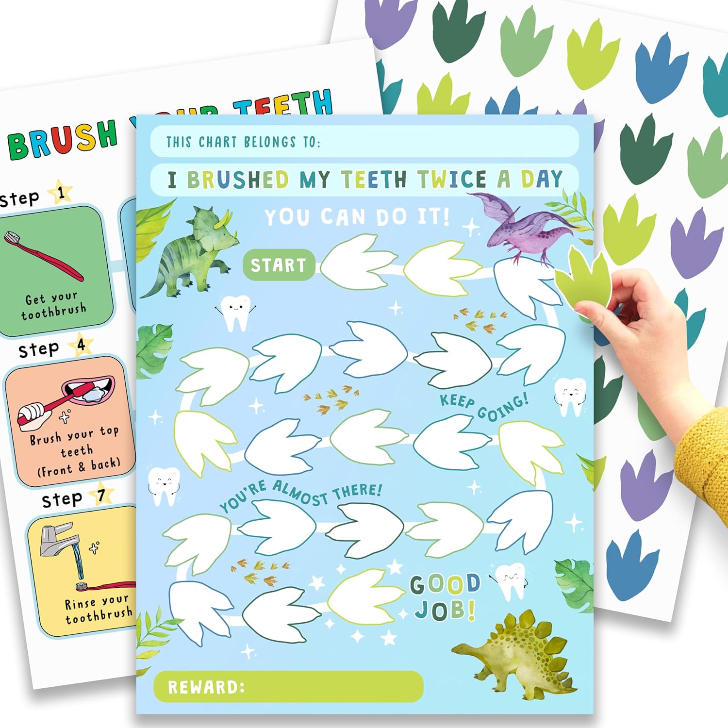 Teeth Brushing Chart For Kids - Responsibility Chart - Routine Chart ...