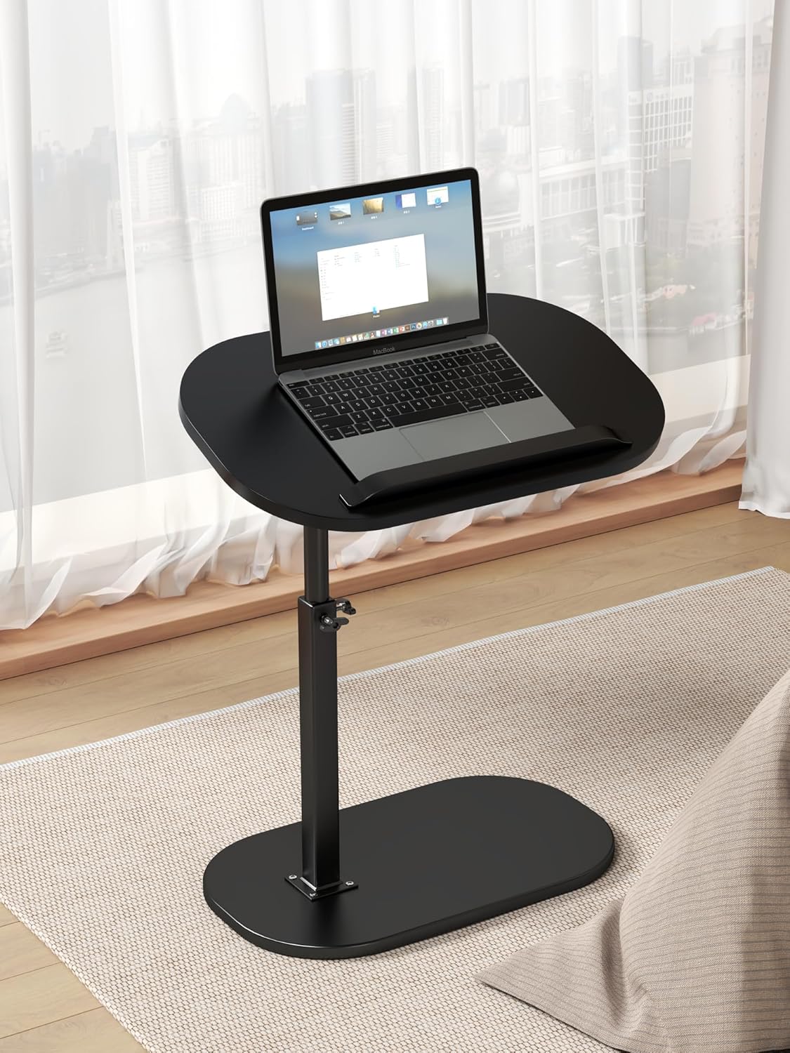 Amazon.com: Adjustable Height C Shaped Side Table, 360°Swivel & Flip ...