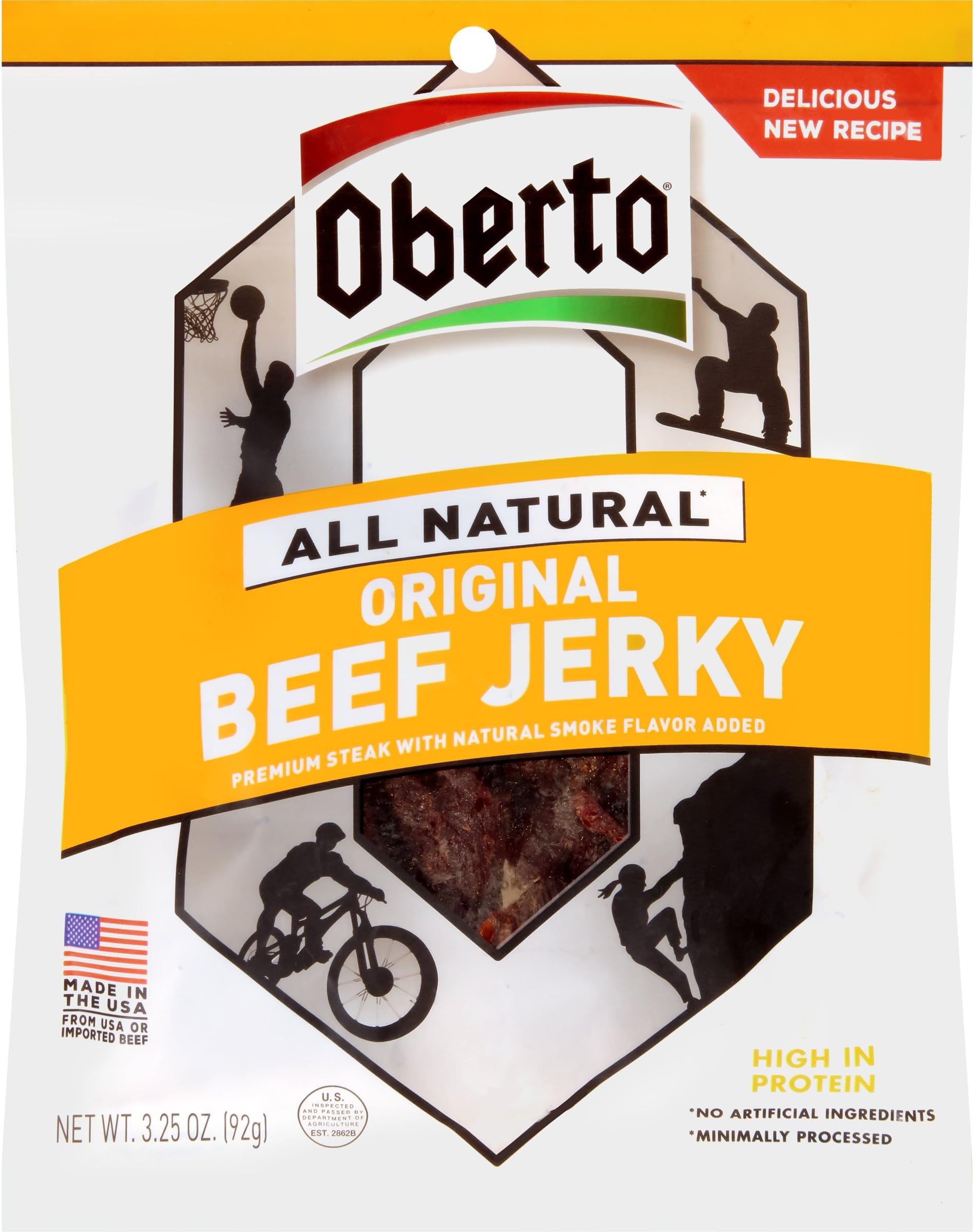 Amazon.com: Oberto All-Natural Teriyaki Beef Jerky, 3.25 Ounce (Pack of ...