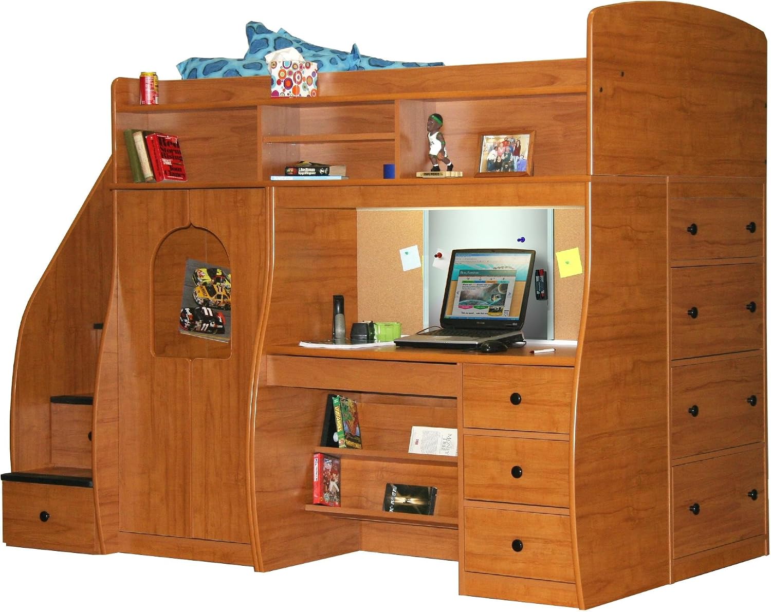 Amazon.com: Berg Furniture Play and Study Twin Loft Bed with Desk ...