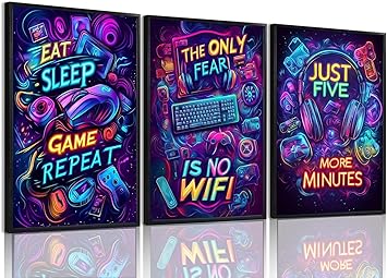 Amazon.com: Yolbcdr Neon Gaming Posters Video Game Wall Art Prints Set ...