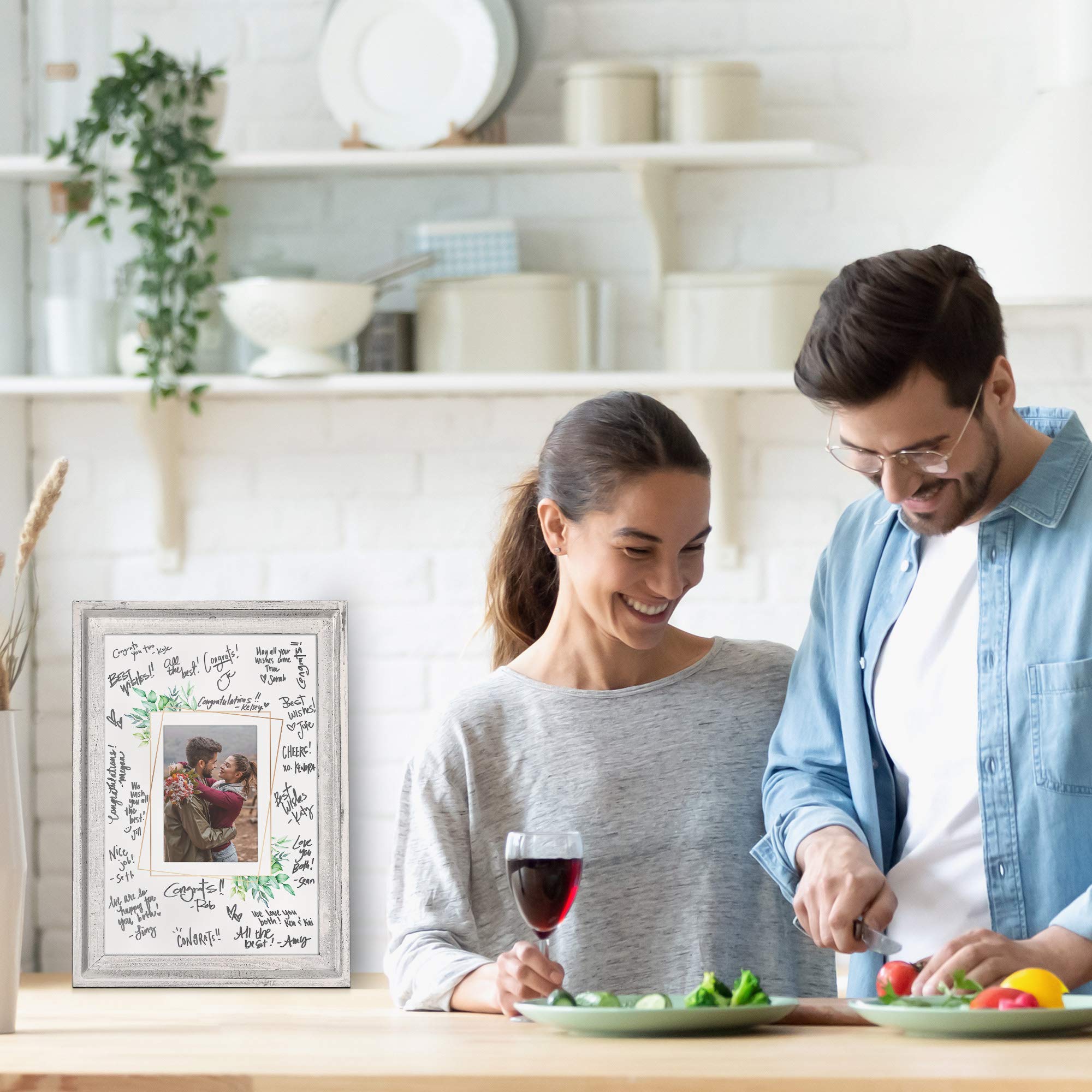 Buy Beautiful Signature Frame Guest Book Alternative - 17x12" Wood ...