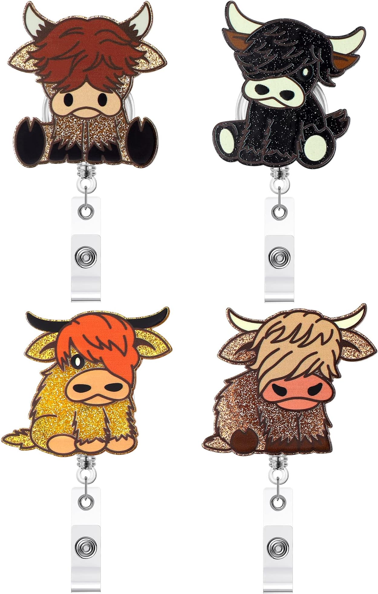 Amazon.com : 3 Pack Cow Badges Cute Name Clip with Swivel Clip Funny ...