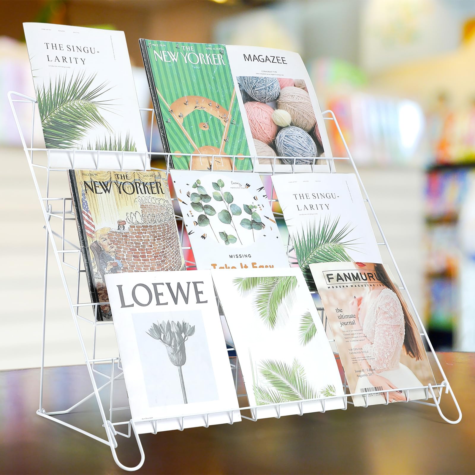 Gejoy 6 Tiered Book Display Rack Wire CD Display Rack Book Signing Rack ...