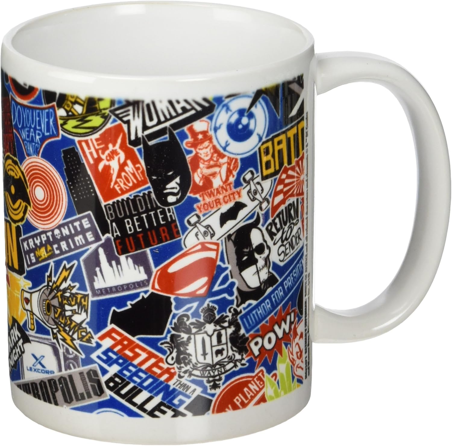 Amazon.com | DC Comics Batman V Superman Stickers Ceramic Mug, Multi ...