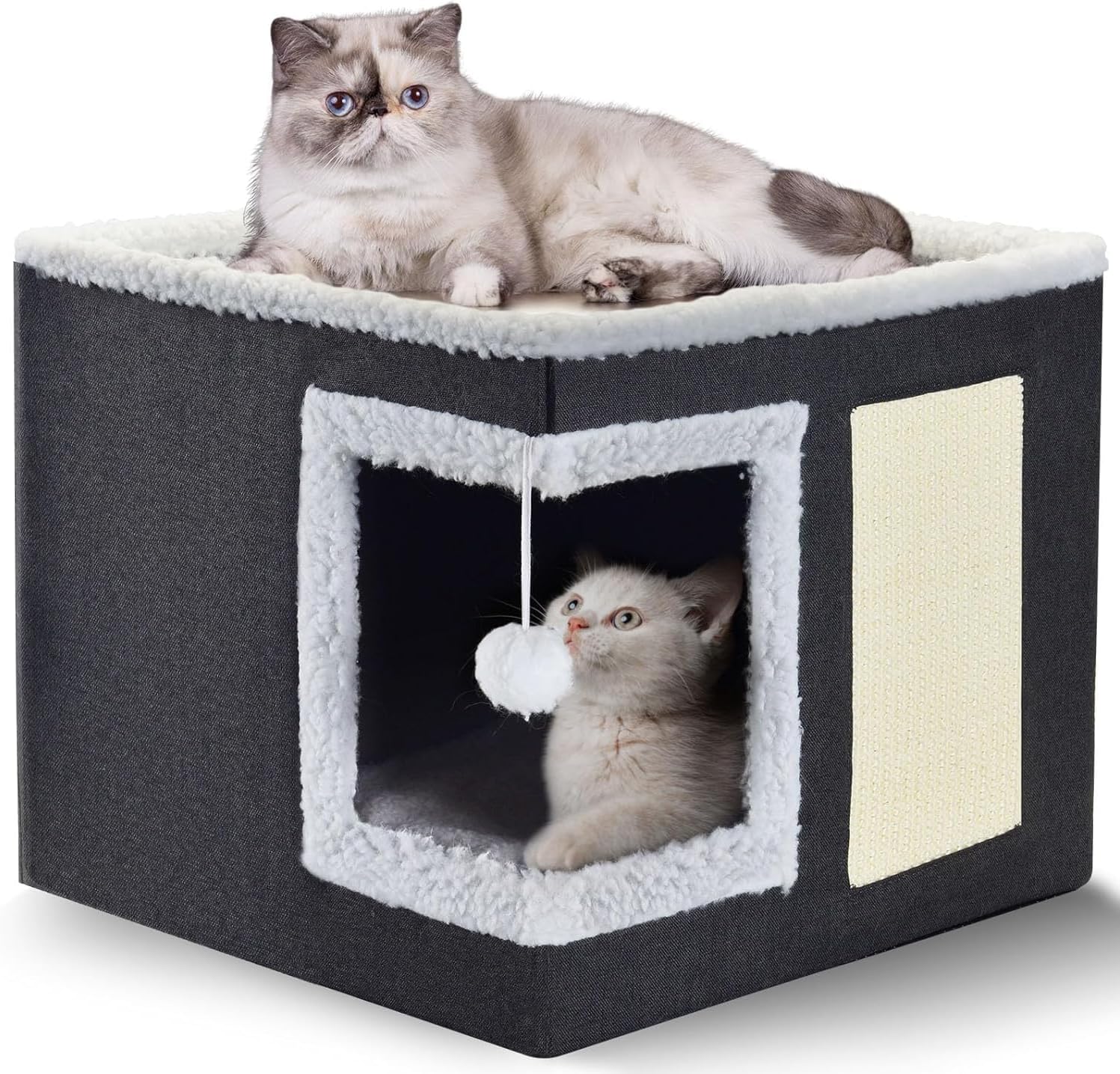 Cat Bed,Large Pet Caves for Indoor Cats and Dogs,Scratch Pad, Foldable Cat Cave Bed & Hideaway ...