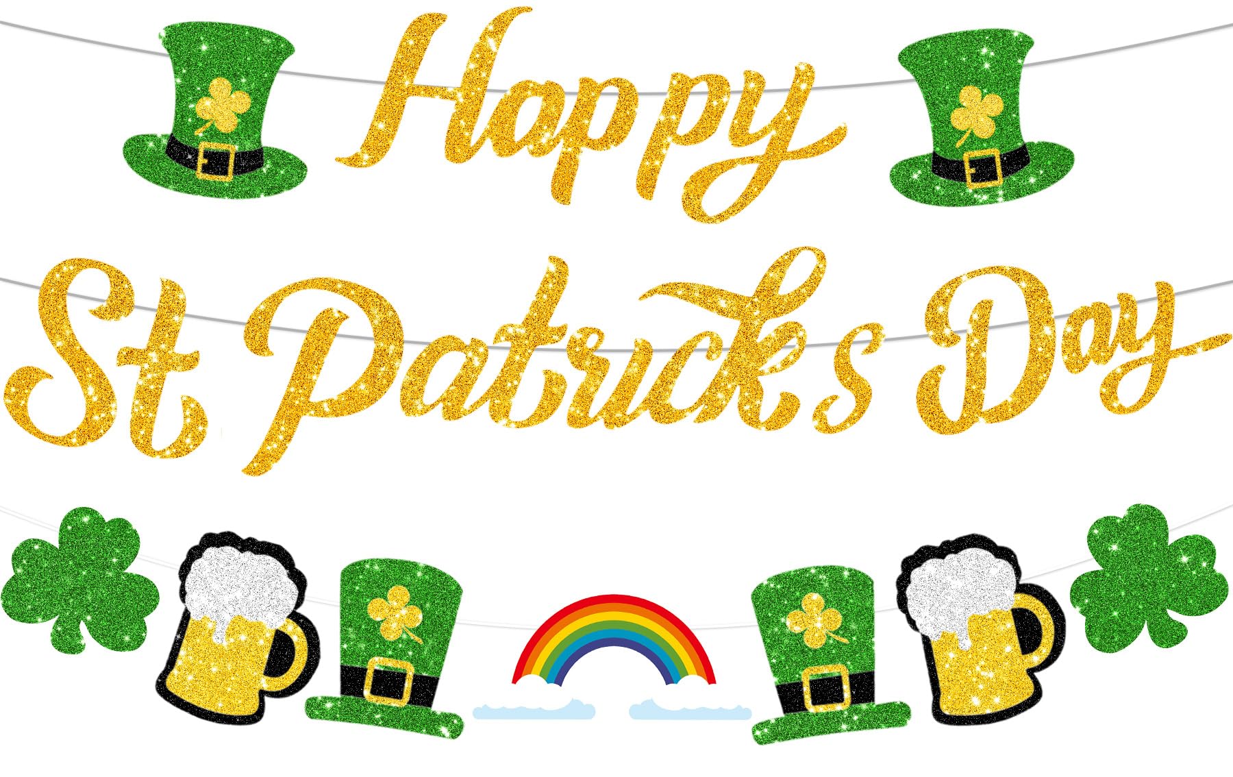 Amazon.com: 20pcs St Patricks Day Banner, Glitter St Patrick's Day ...