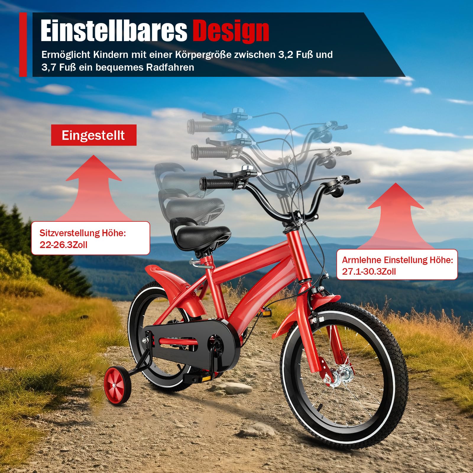 14-Zoll-Fahrrad Für Kinder 100-115 Cm PUDLOR Kinderfahrrad 14 Zoll, 14 ...