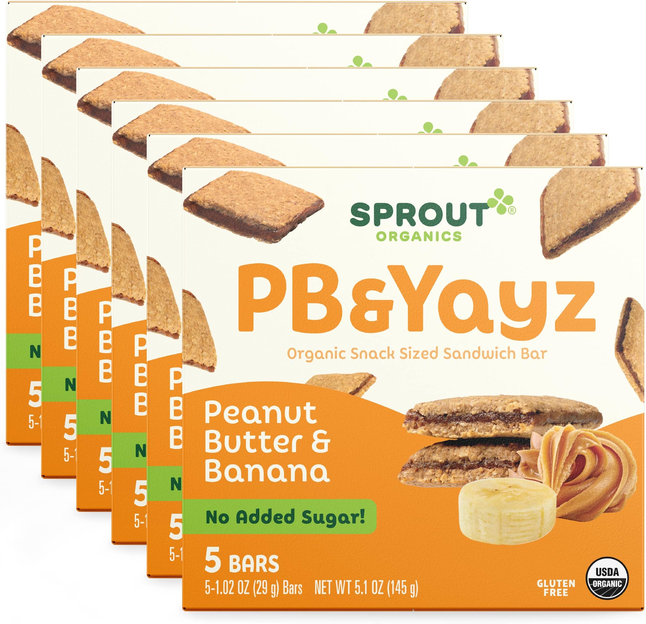 Amazon.com : Sprout Organics, PB & Yayz Toddler Snack Bars, Peanut ...