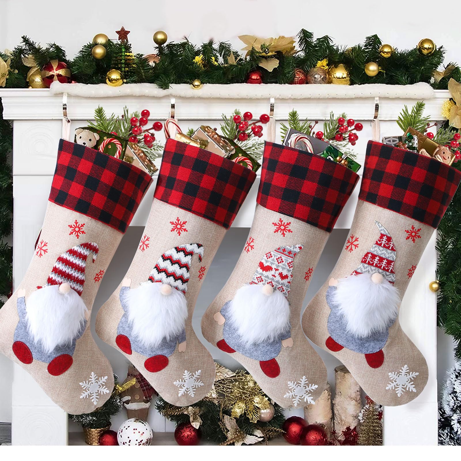 Amazon.com: LASPERAL Christmas Stockings 4 Piece Set 20 Inch Santa ...