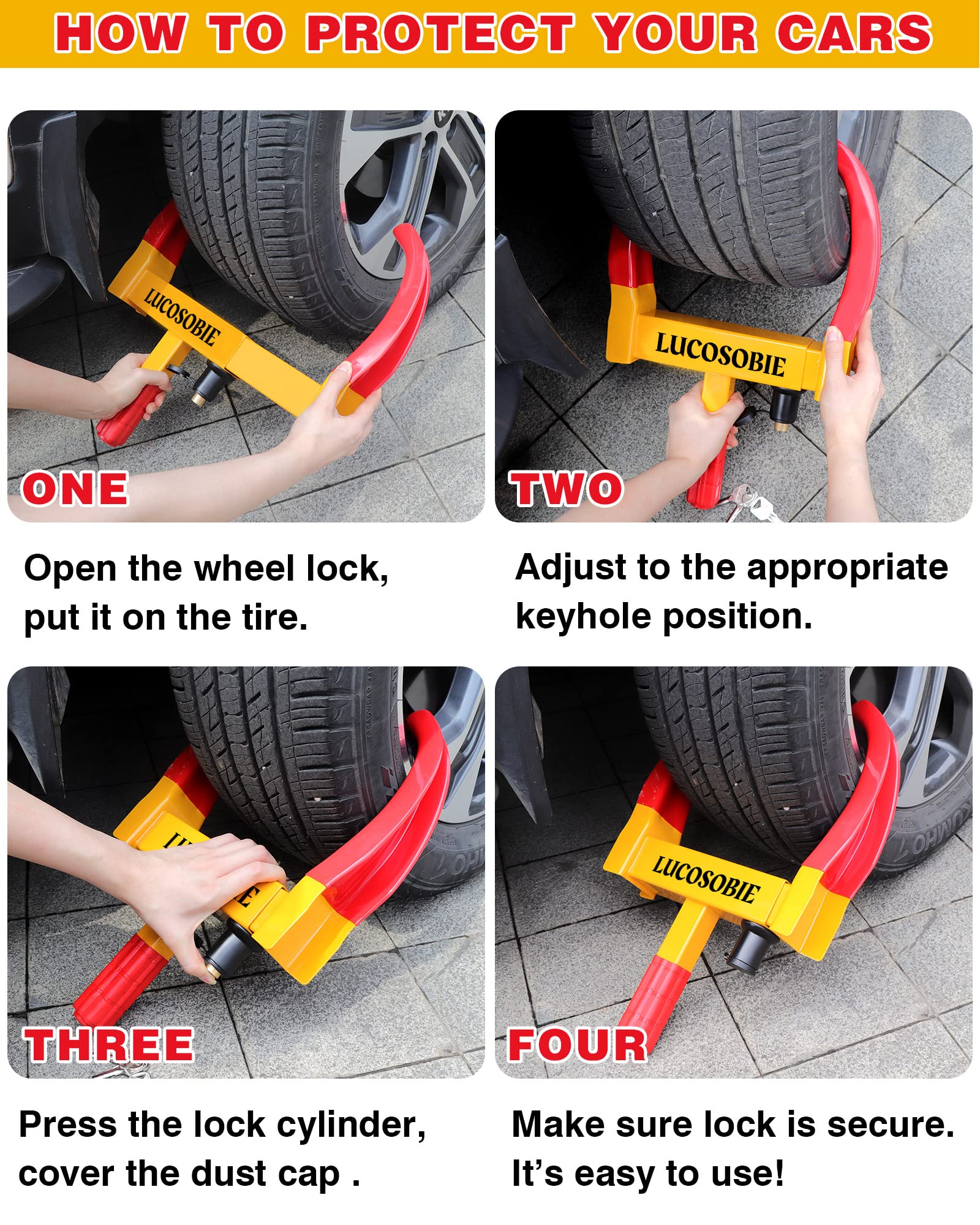 Snapklik.com : Lucosobie Wheel Lock 2 Packs 6 Alike Keys,Trailer Wheel ...