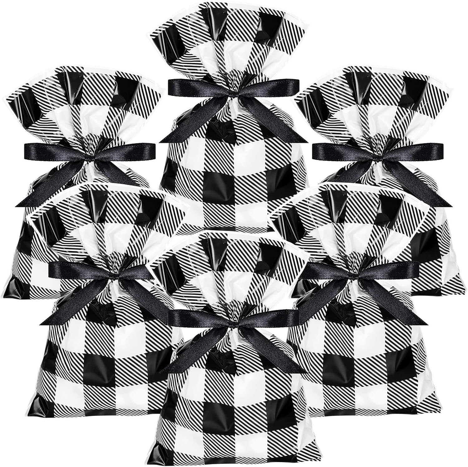 Amazon.com: Whaline 120Pcs Christmas Cellophane Bags Black White ...