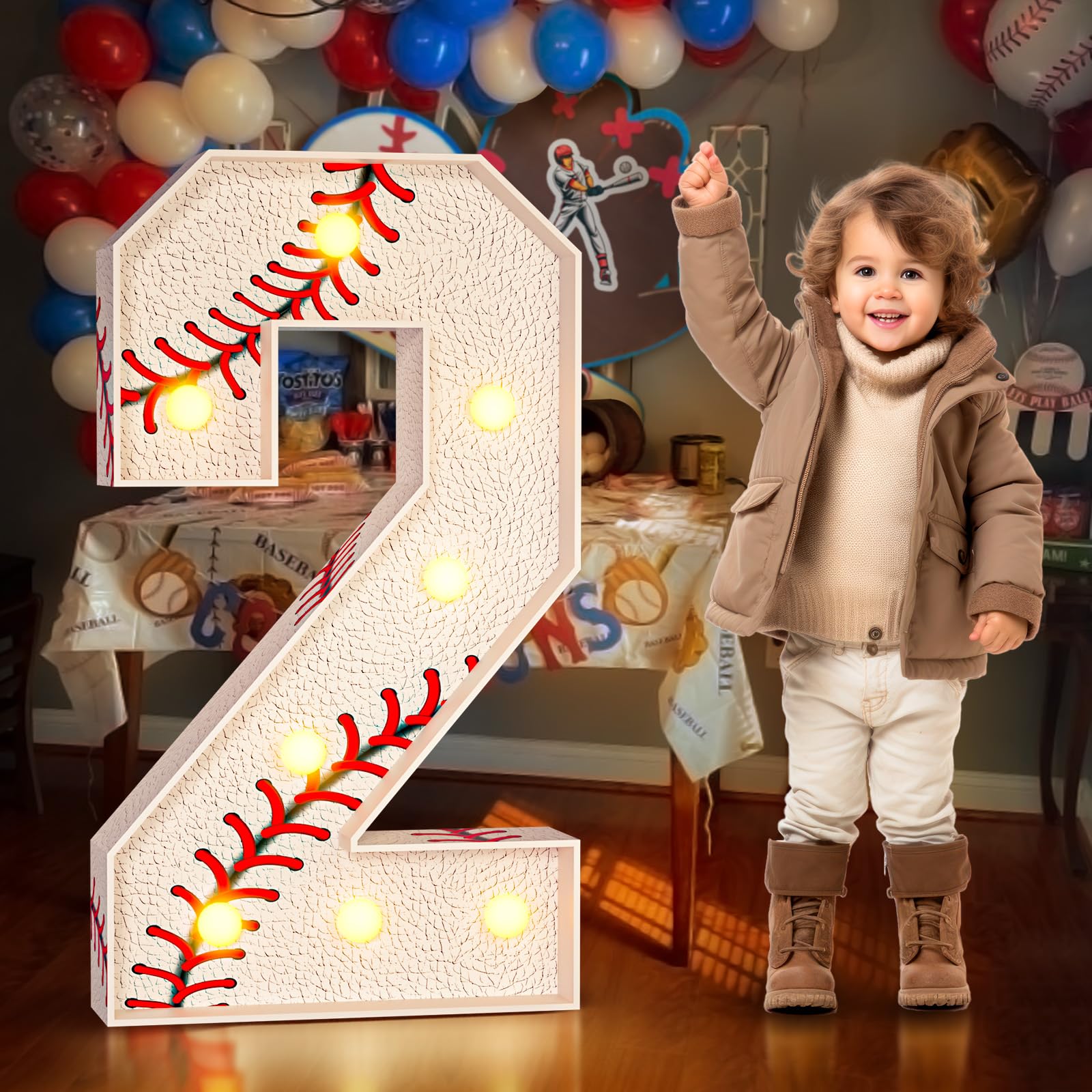 Amazon.com: imprsv Marquee Numbers Baseball 2nd-Birthday Decorations ...