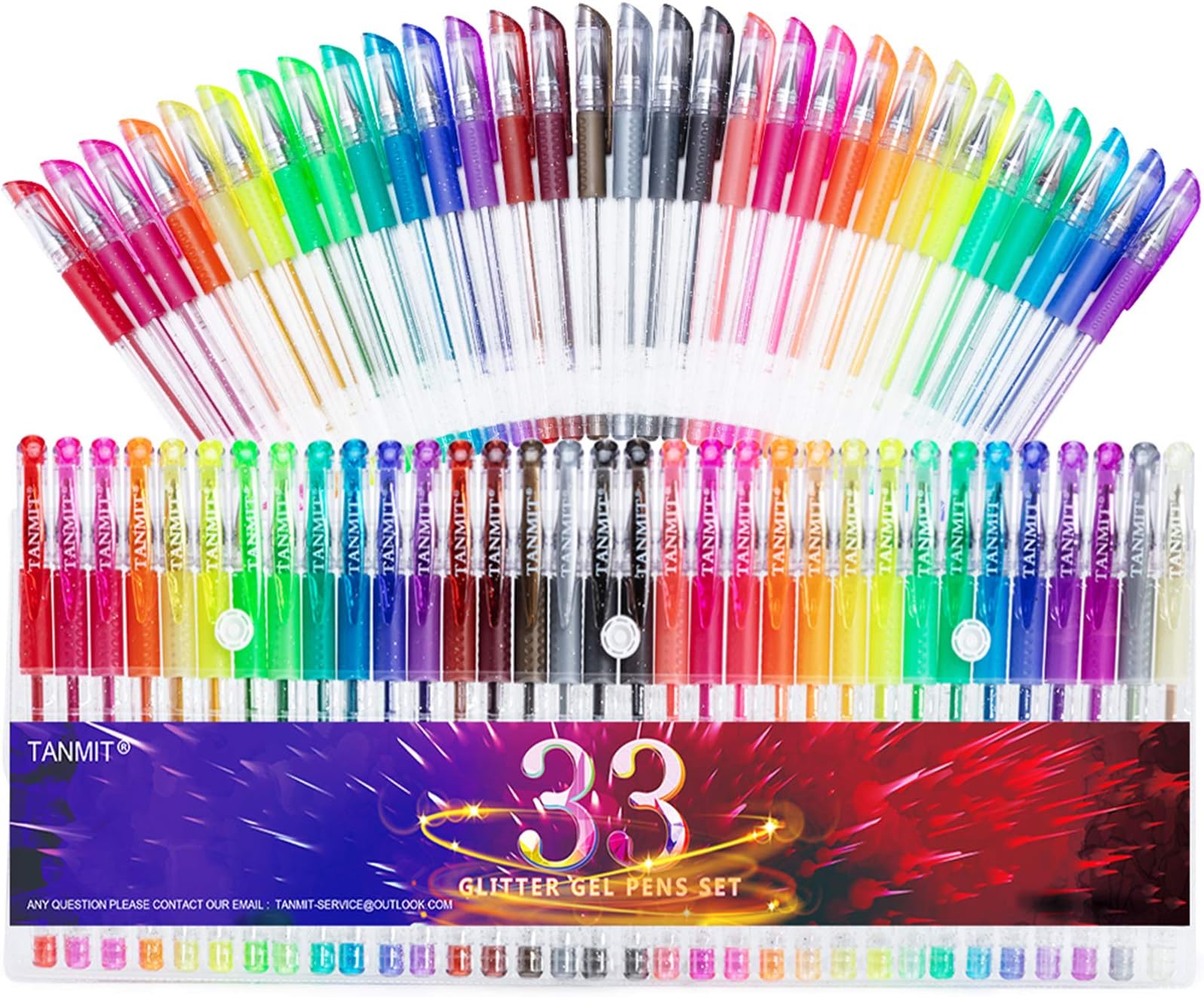 200 Colour Glitter Gel Pen Set, 100 Individual Gel Glitter Pens plus ...