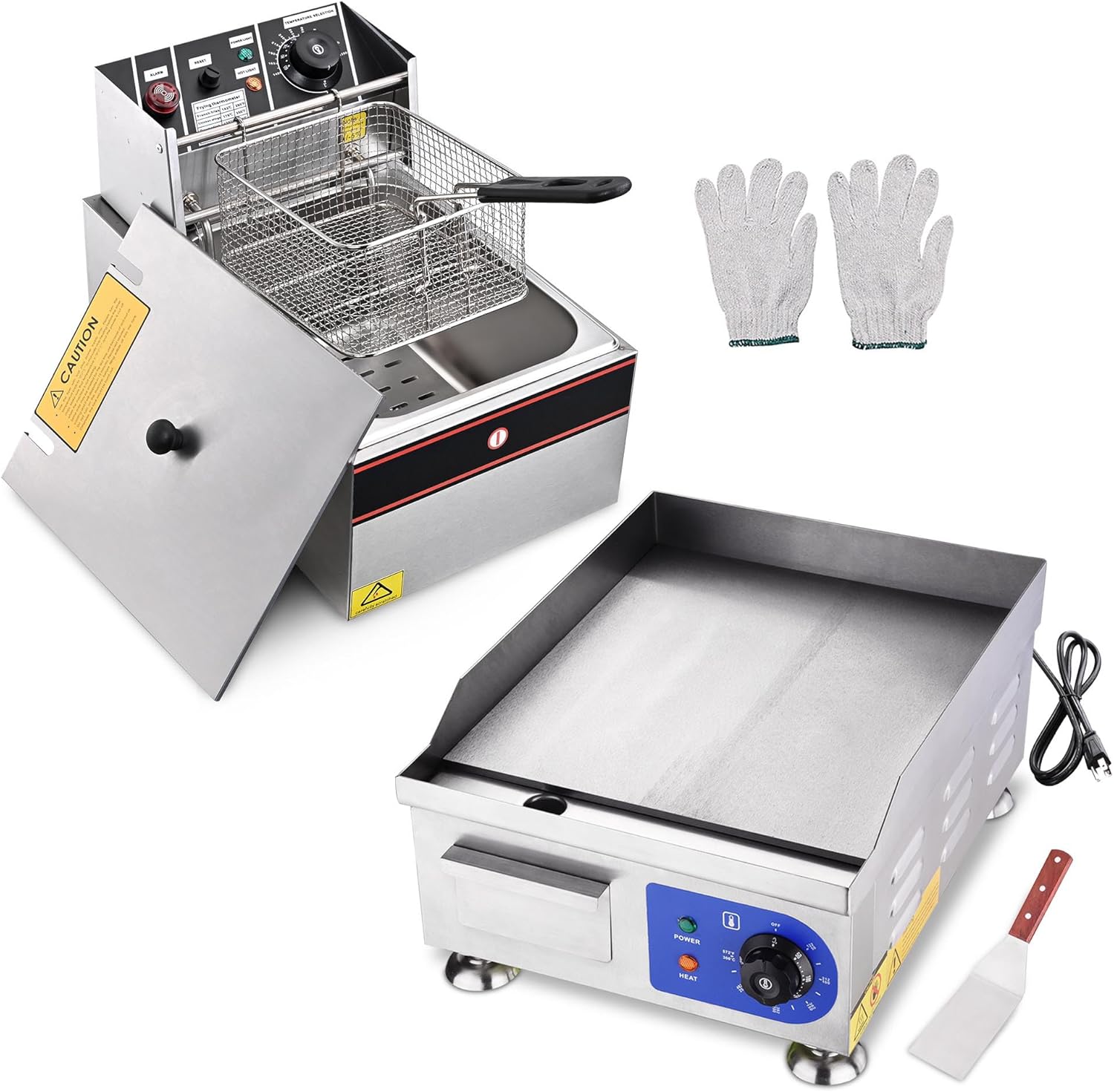 Amazon.com: WeChef 2500W Commercial Deep Fryer & Electric Griddle Kit ...