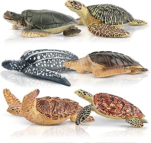 toymany 6 Pack Turtle Figures, Realistic Turtle Animal Figures Set ...