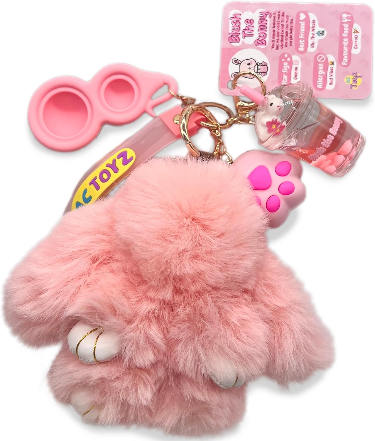 AC TOYZ Comfort Keychain® Blush The Bunny - Sensory Keychain, Fidget ...