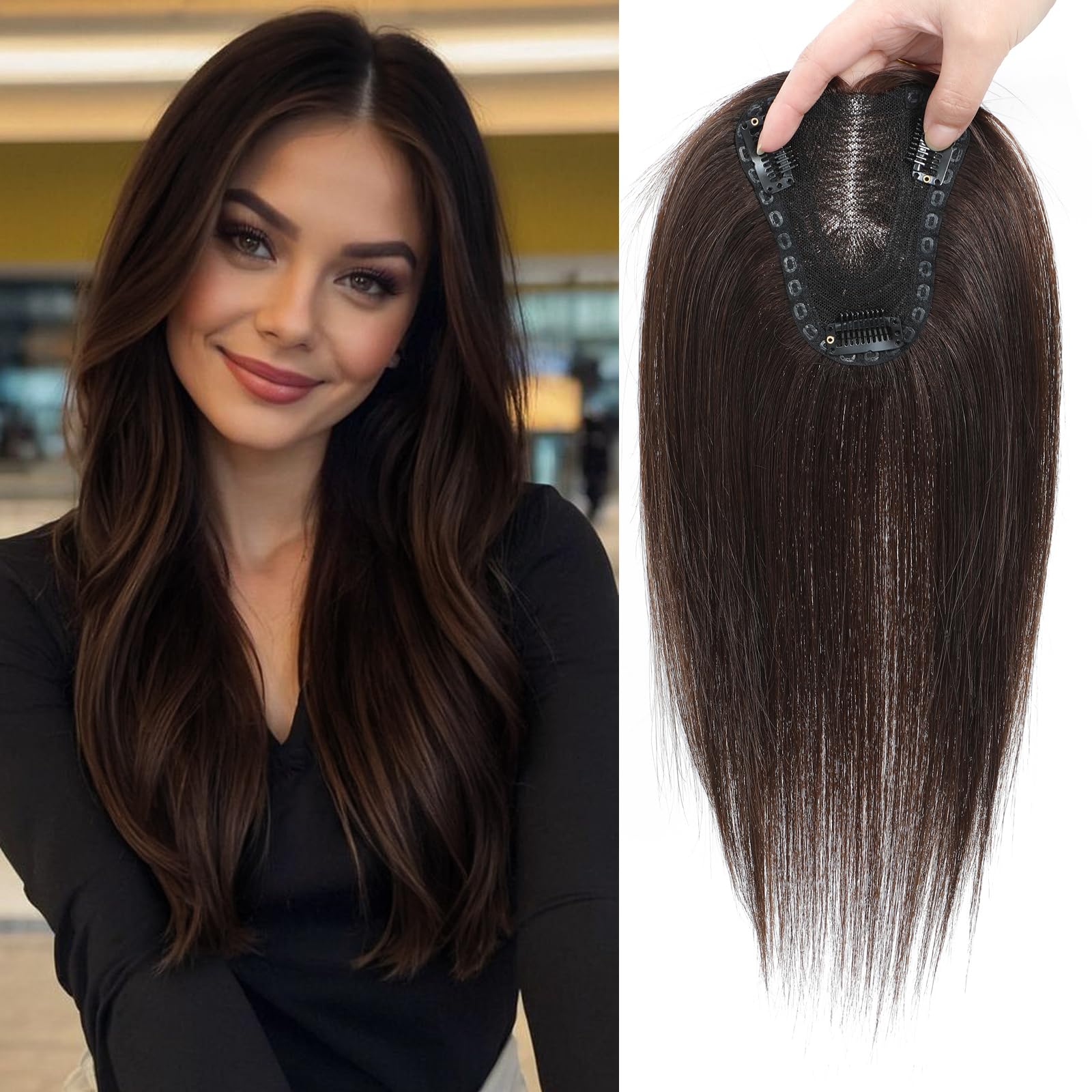 Snapklik.com : Meralona 12 Inch Hair Toppers For Women Real Human Hair ...