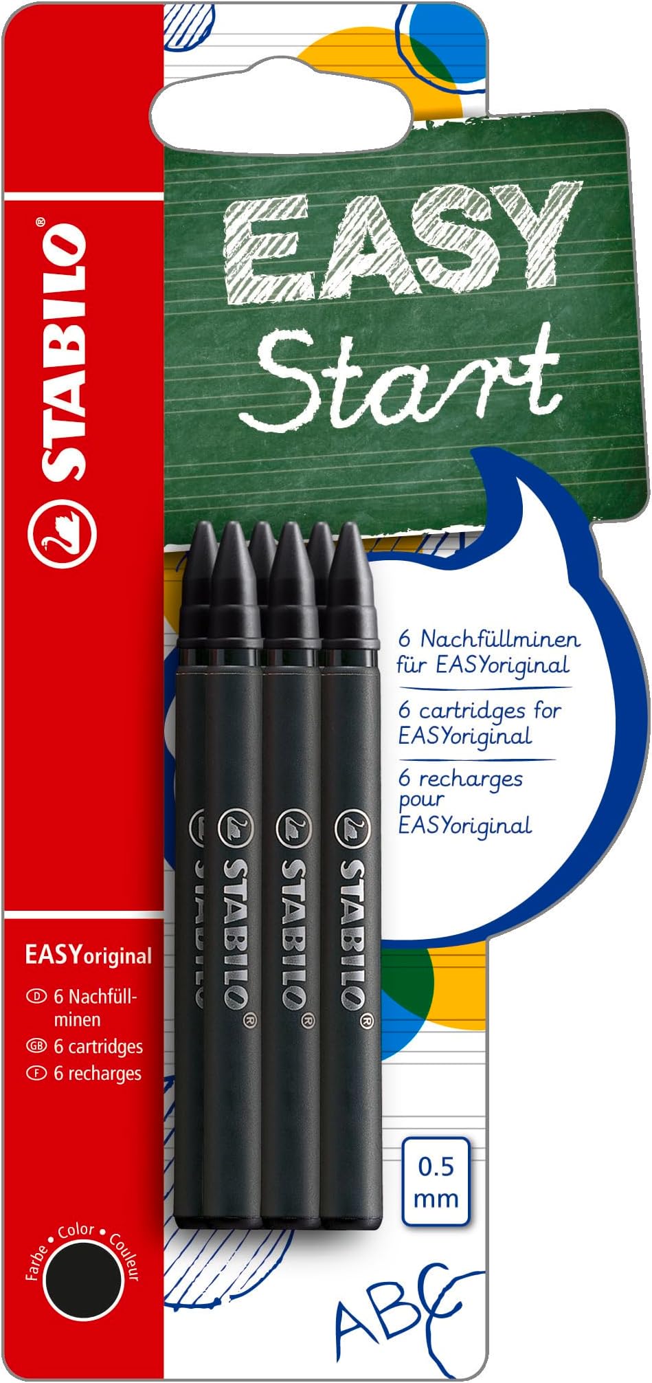 STABILO EASYoriginal Refill Cartridge Medium Pack of 6 Black : Amazon ...
