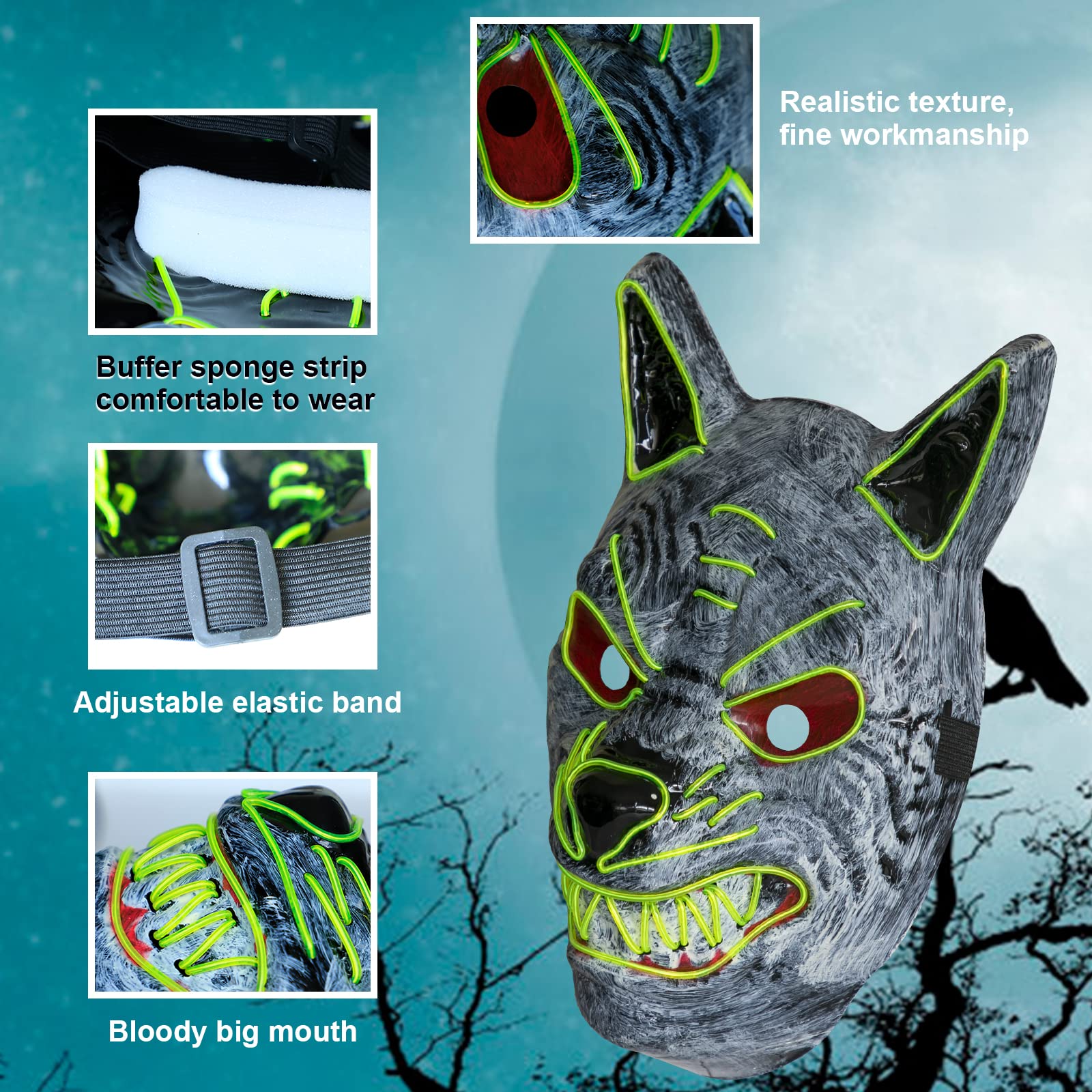 Snapklik.com : Stegosaurus Wolf LED Halloween Cosplay Mask