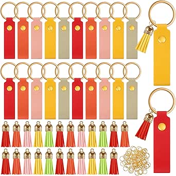 Amazon.com: Wavyknot 100 Pcs PU Leather Keychain Blanks Bulk Laser ...