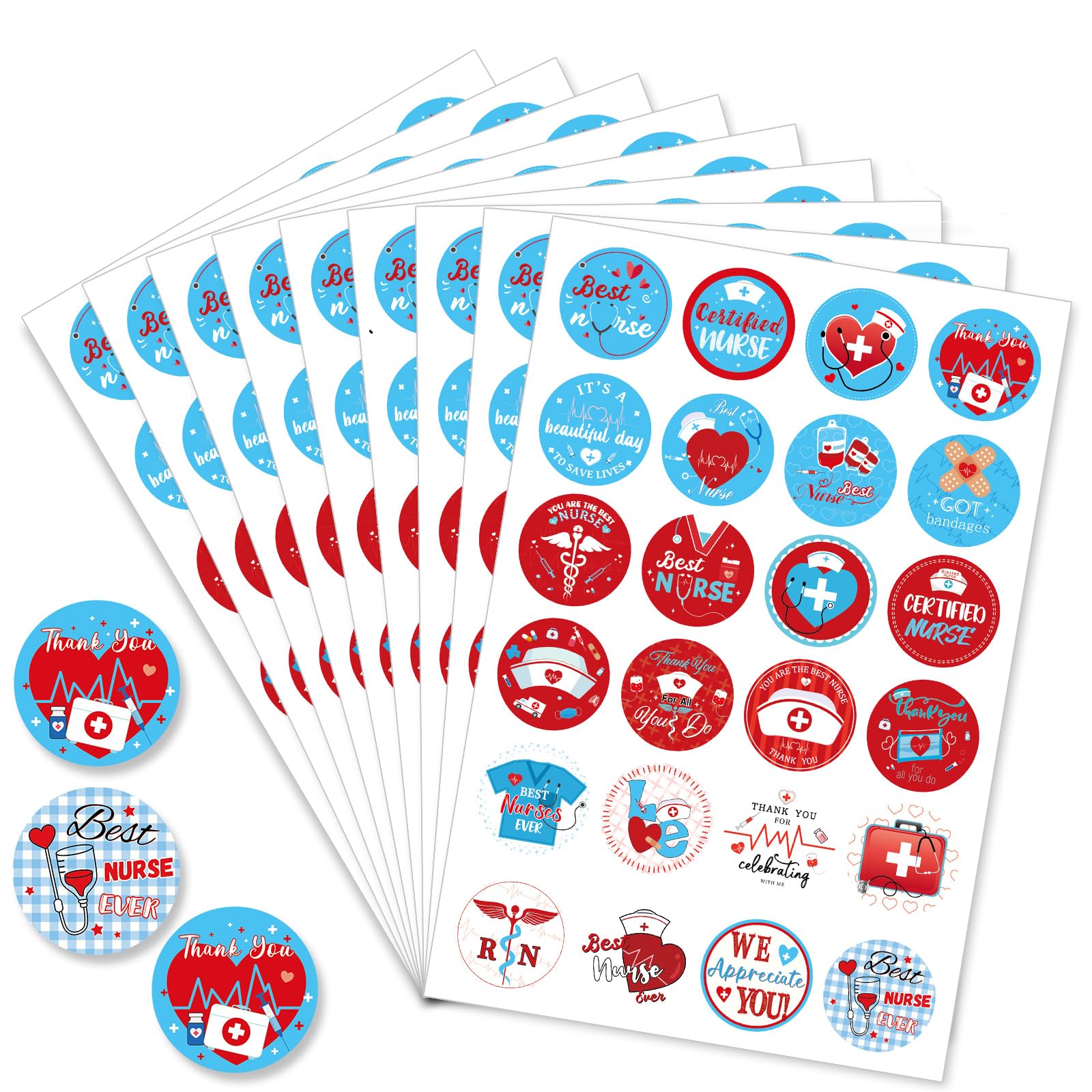 Amazon.com : JUNEBRUSHS 672Pcs Thank You Nurse Round Stickers, Nurses ...