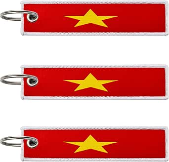 Amazon.com: LLBFHH 3 Pcs Vietnam Vietnamese Country Flag Keychain,Woven ...